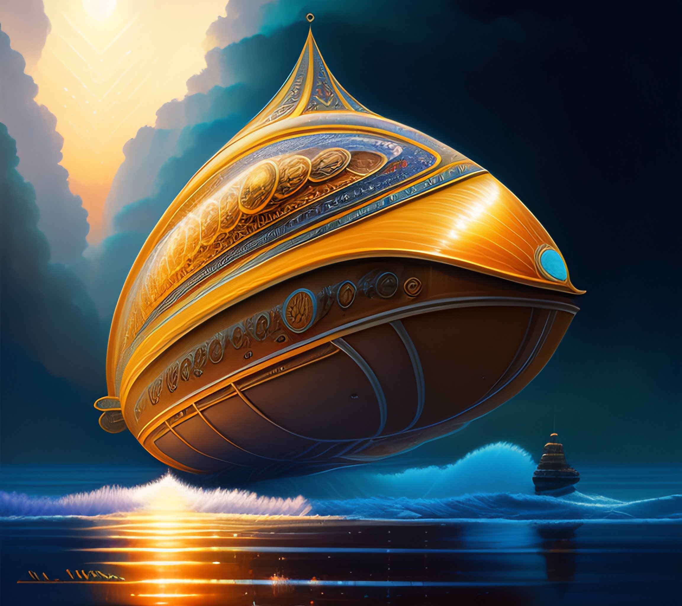 Lexica - Nautilus sea shell spaceship, digital painting, WLOP, natural ...
