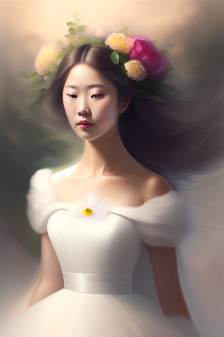 Lexica - Beautiful ethereal Woman wearing a white dress, digital ...