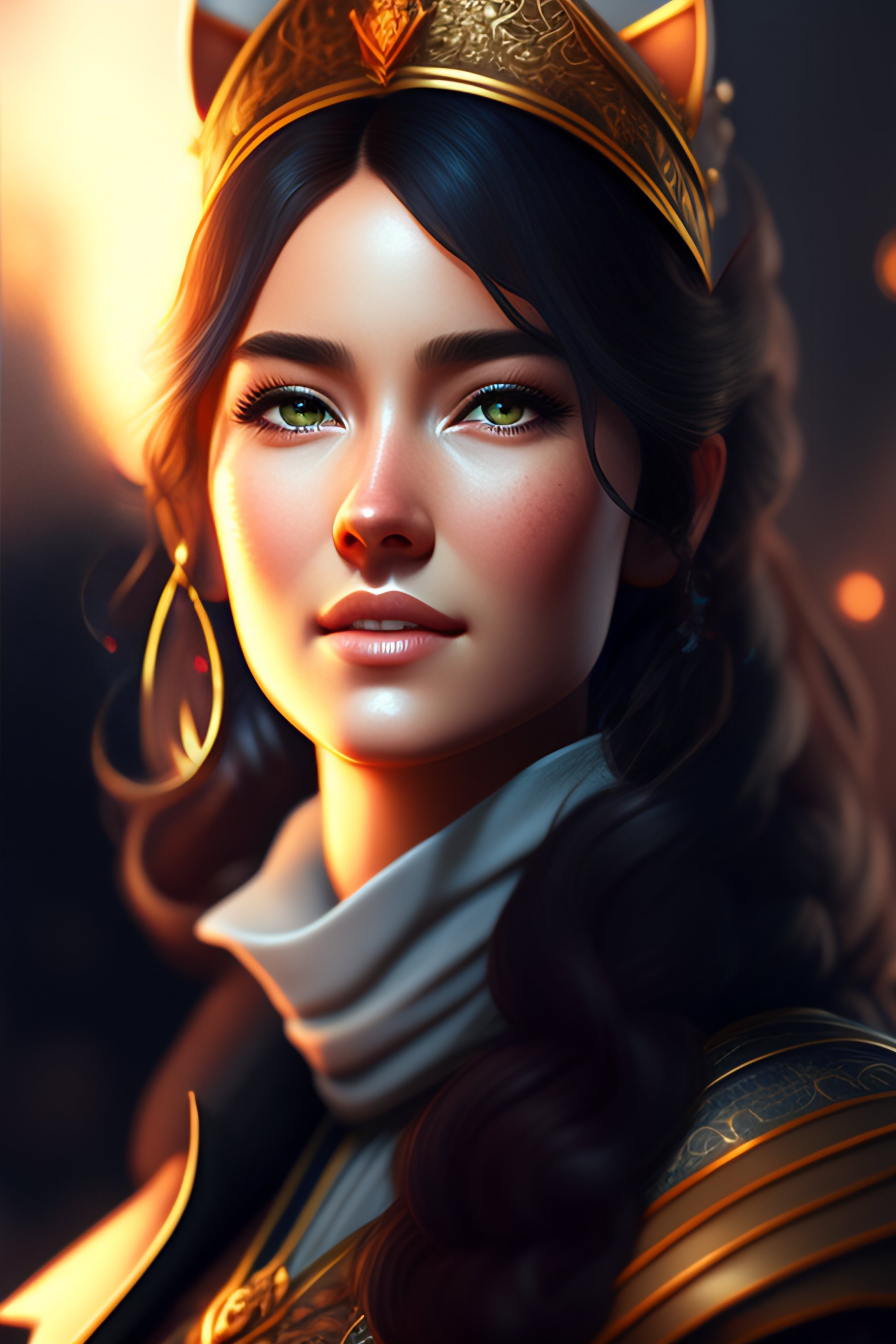 Lexica - Princess portrait. cute face. black fluffy cat, Eldar Zakirov ...