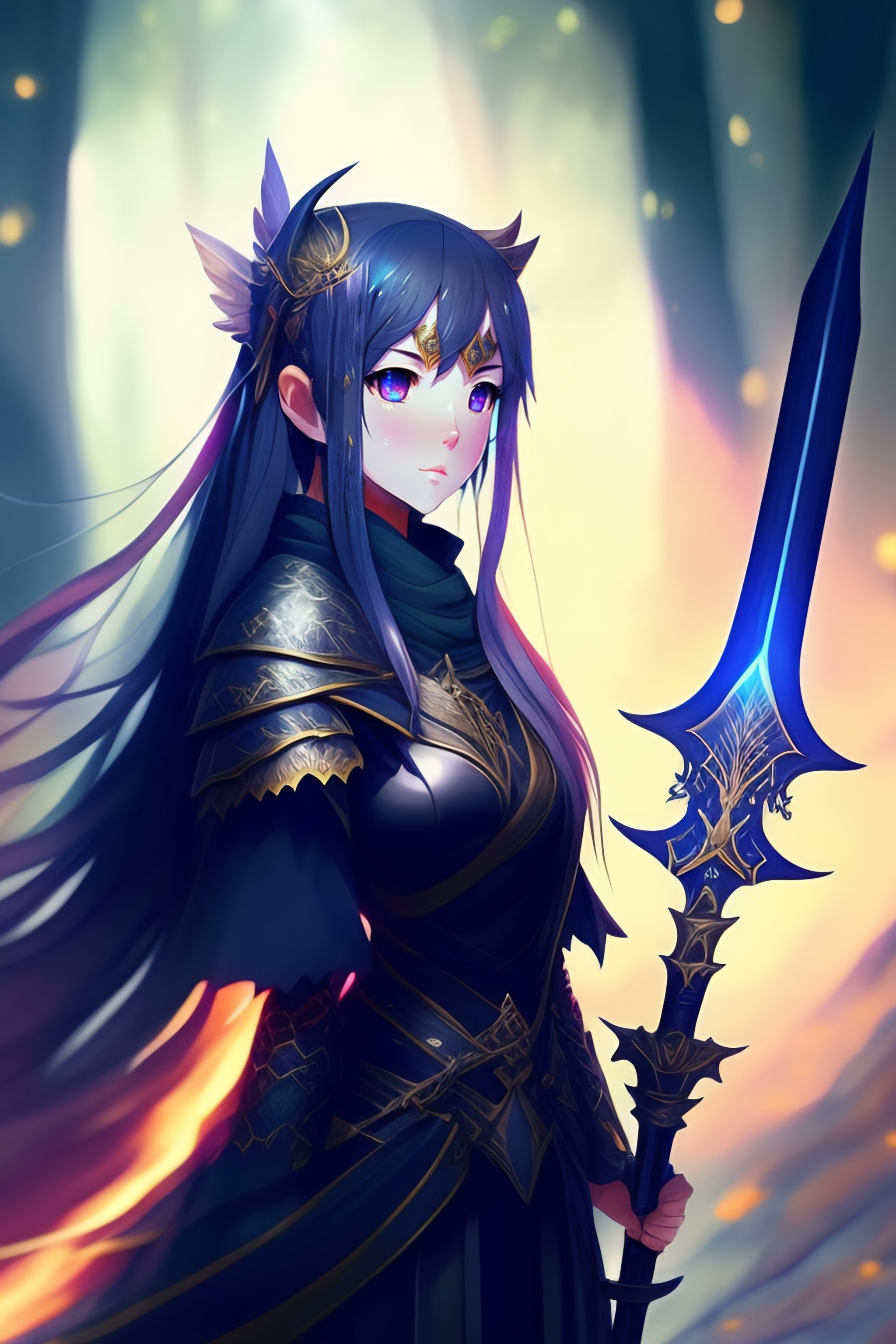 Anime Girl With Sword Sketch