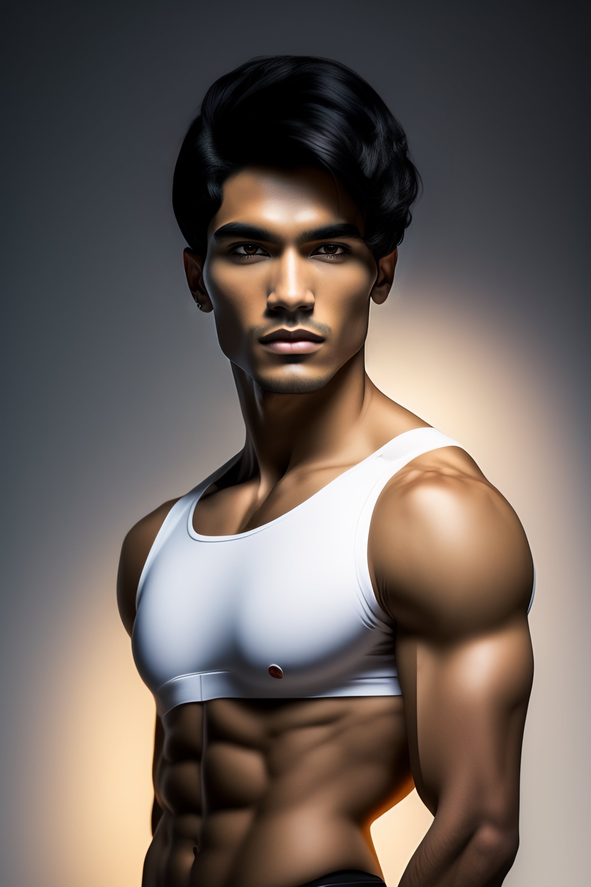 Lexica - Full body slim young man with black hair and white skin, short ...