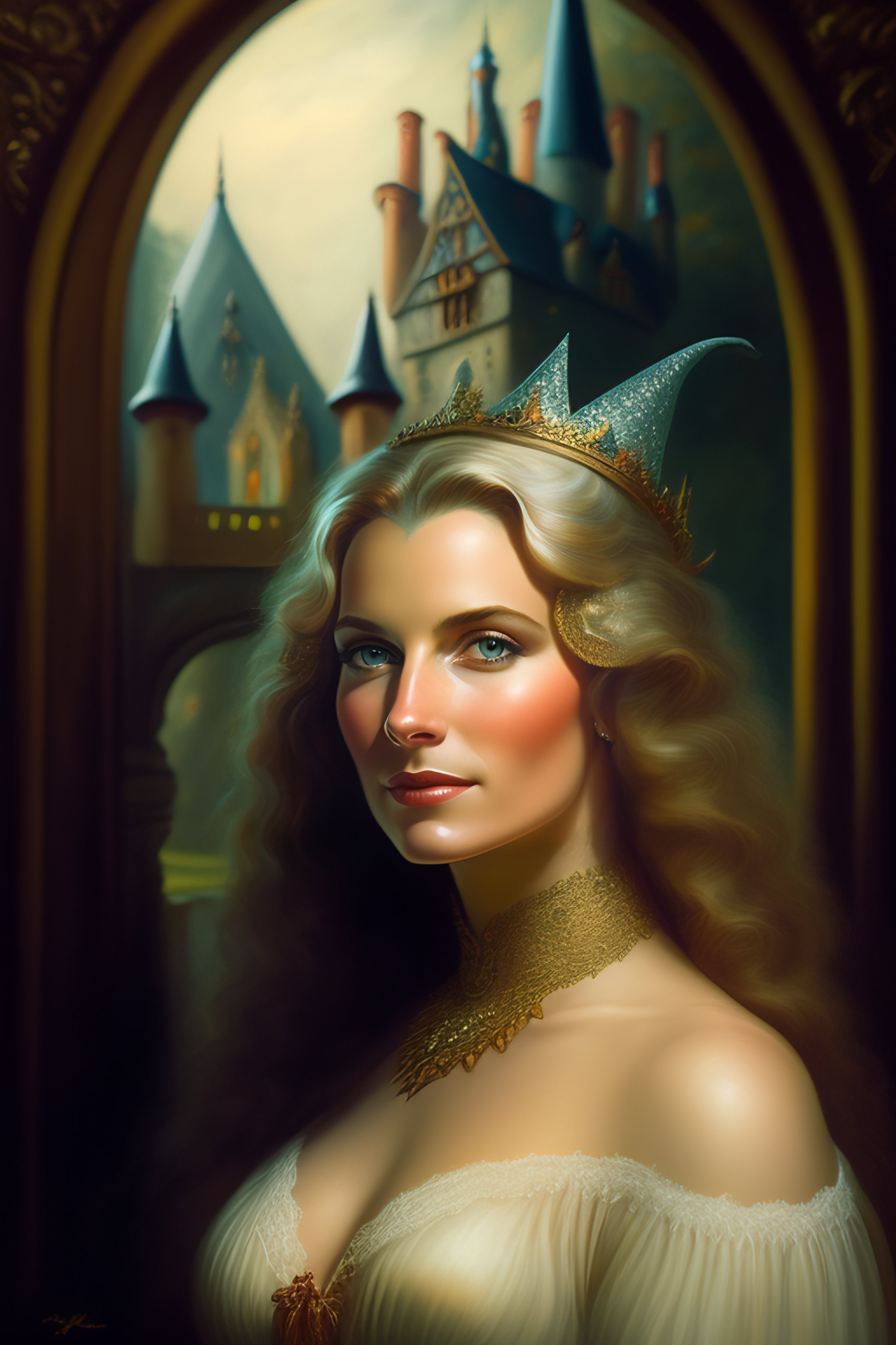 Lexica - Portrait of a witch with a dazzling gaze in a castle