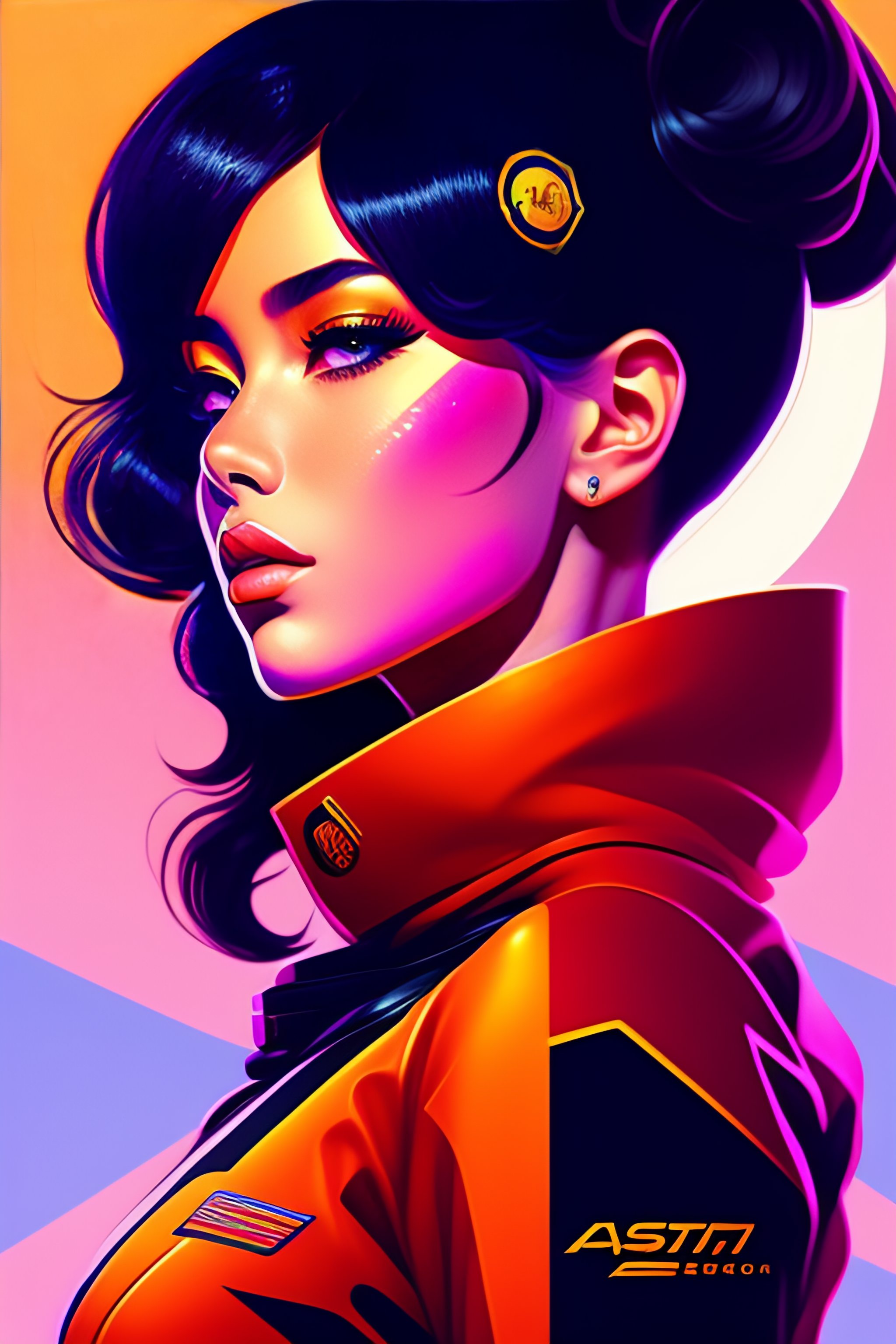 Lexica - Vector logo a portrait character design, Iconic Astro-girl ...