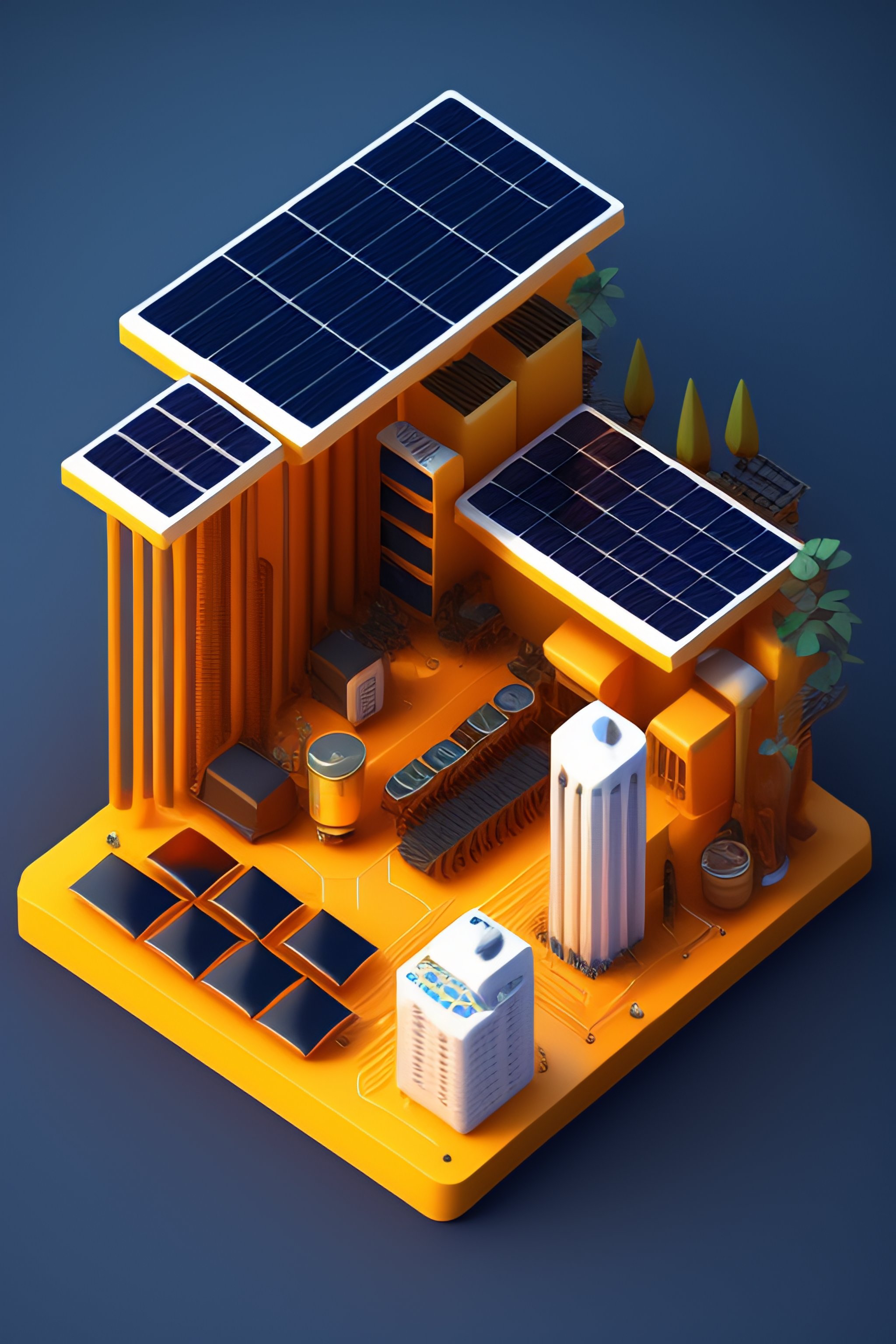 Lexica - 3d render, low poly, isometric solar power board