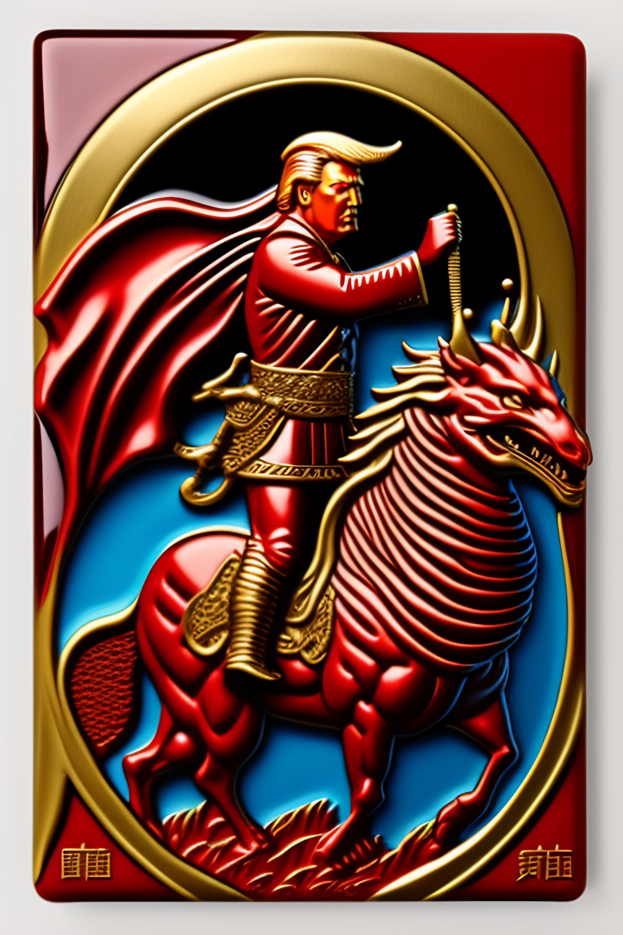 Lexica - Sword on Donald Trump as ironman riding a dragon ceramic tile art