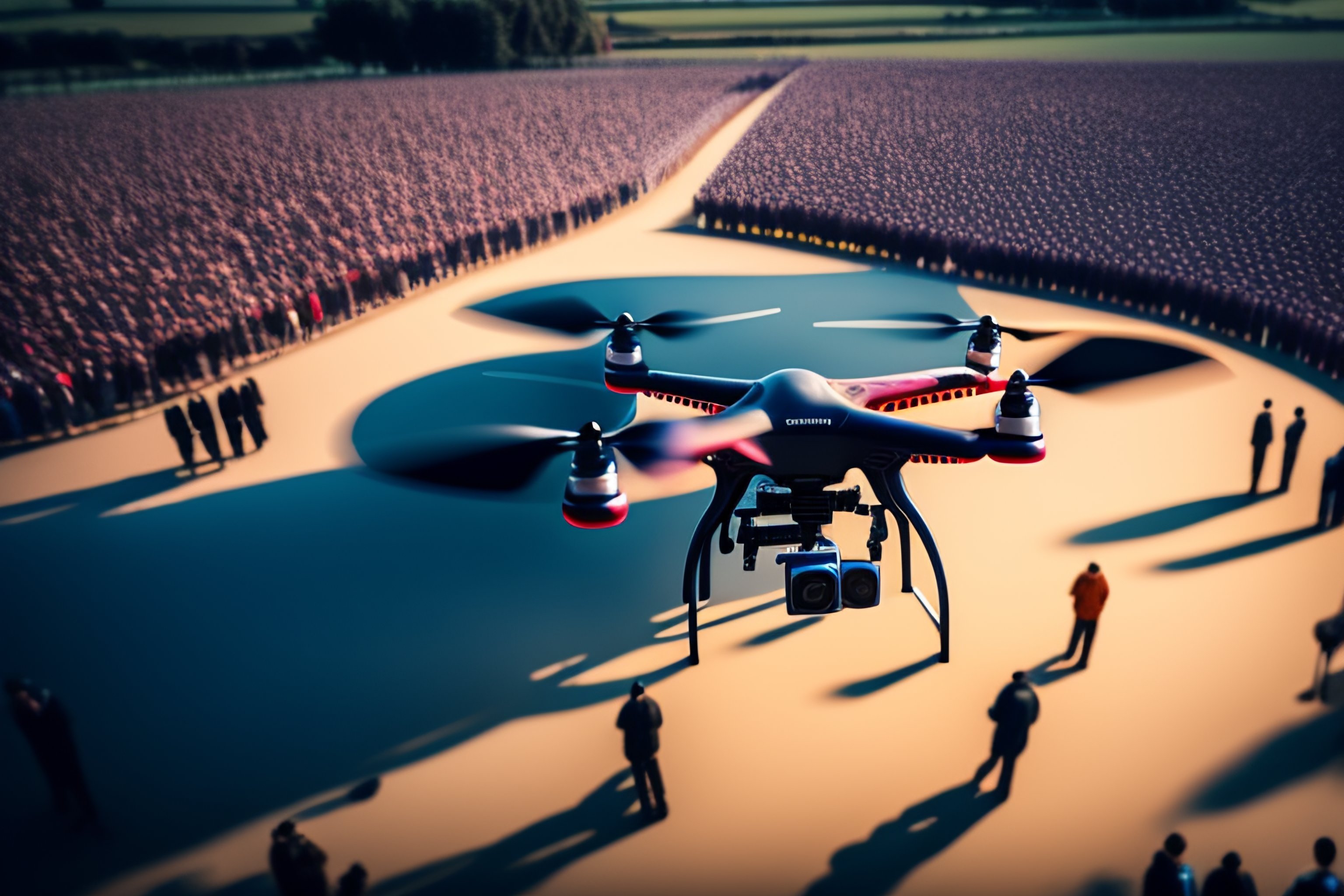 Lexica - Drone flying over a crowd