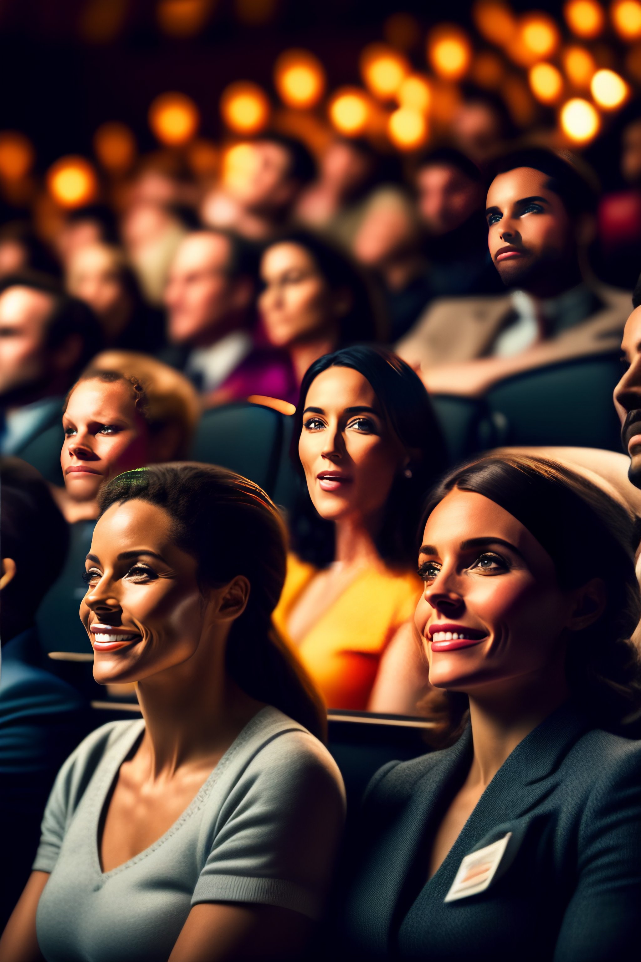 Lexica - A close-up shot of a group of people in the theater watching ...
