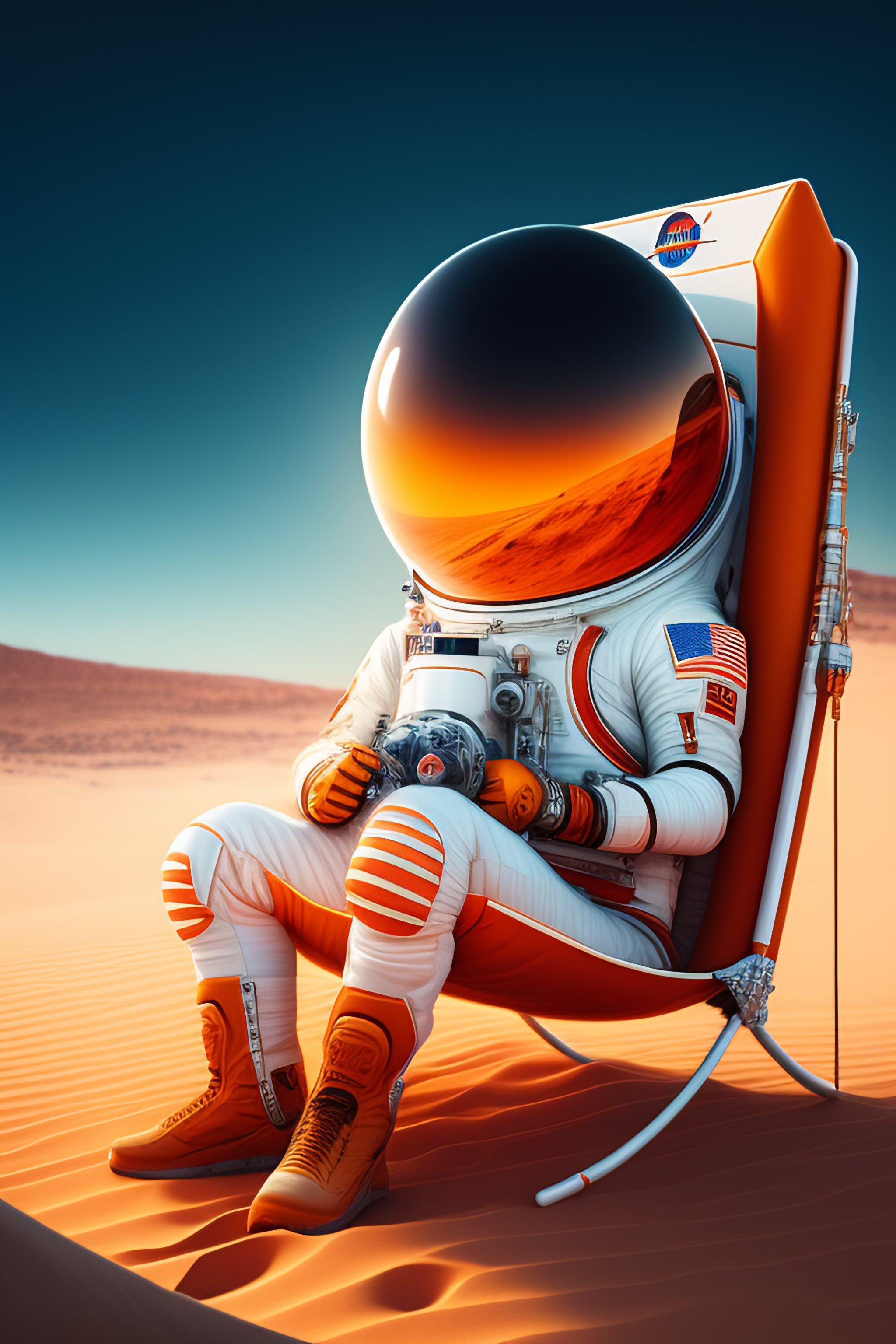 Lexica - An astronaut resting on mars in a beach chair, vibrant ...