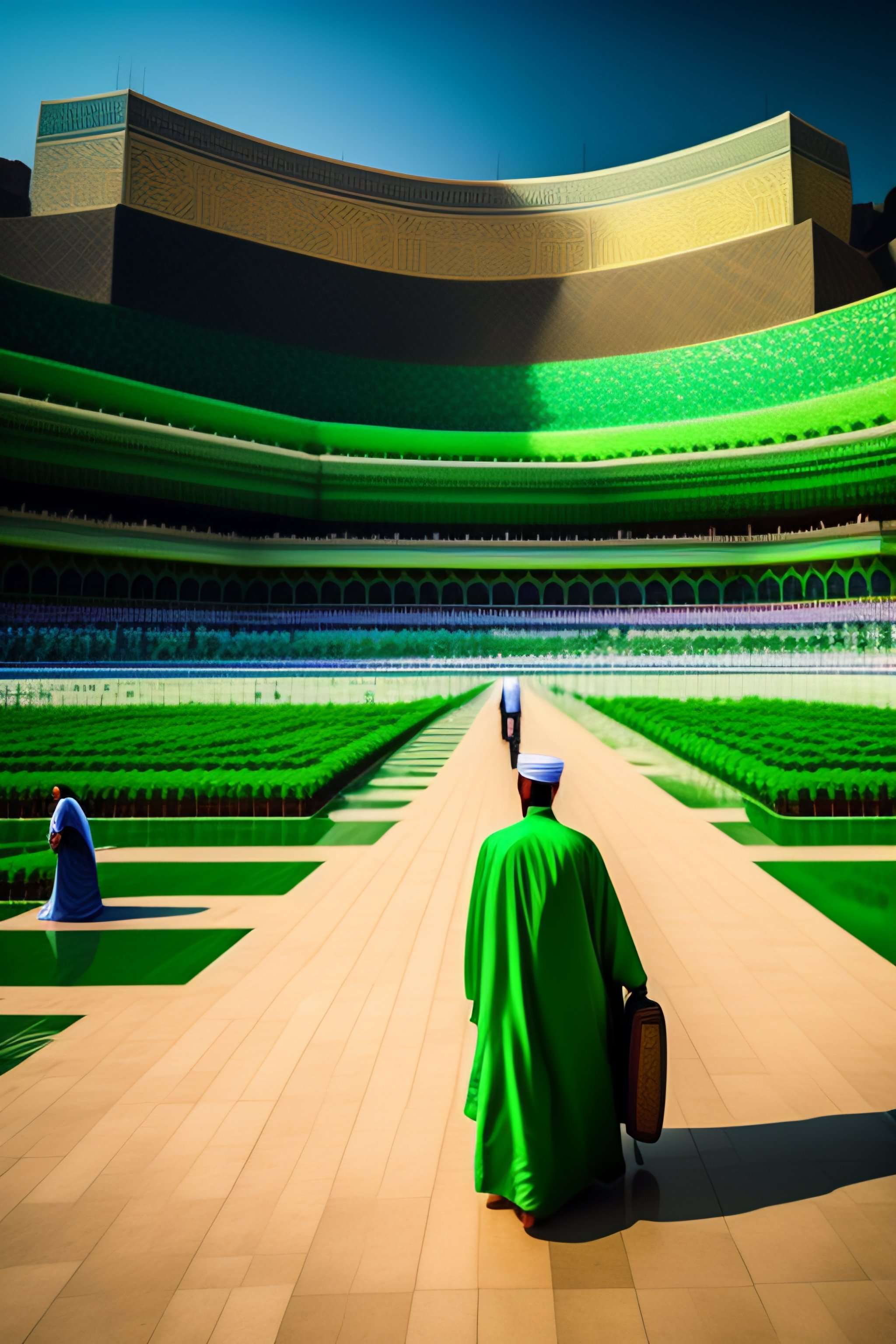 Lexica - Portrait of muslim in mecca doing hajj with green environment