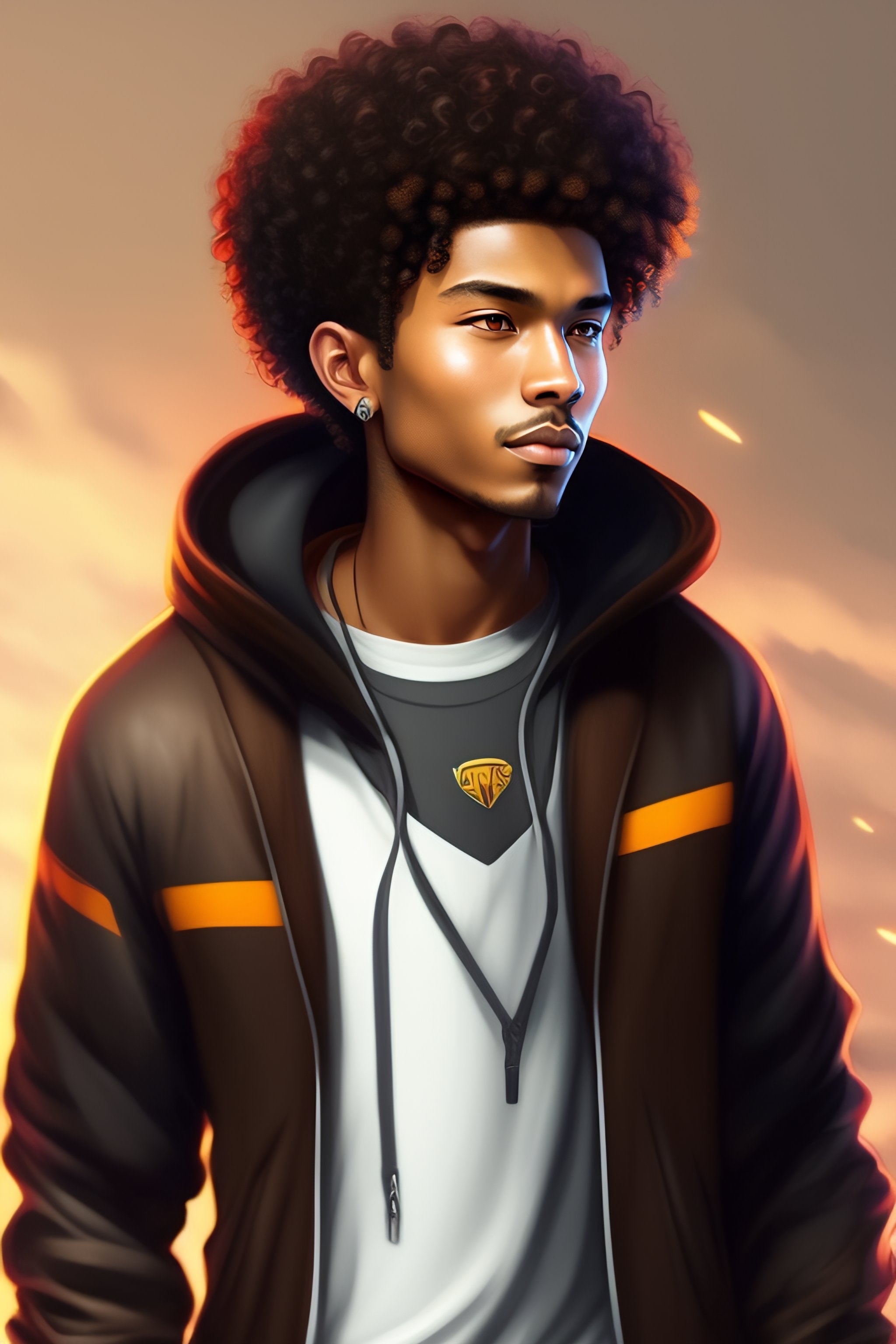 Lexica - Male brown Pokemon trainer with curly hair in techwear clothes ...