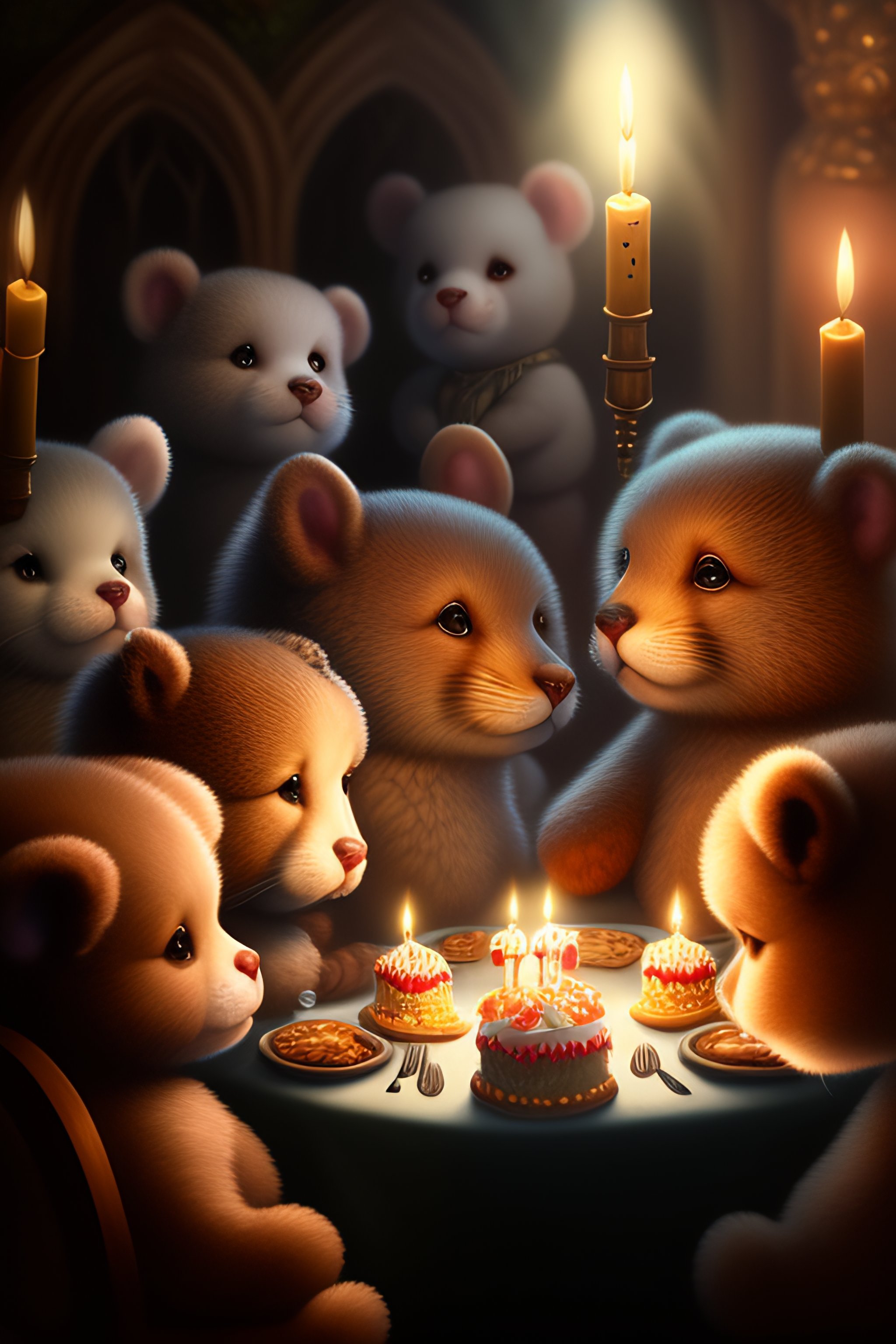 Lexica - Highly detailed group closeup portrait of teddys having a ...