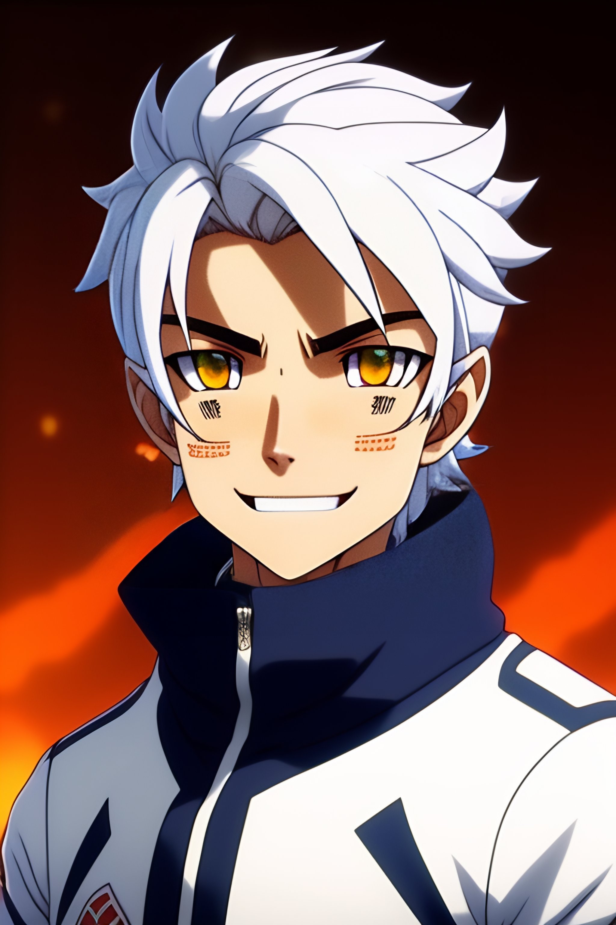 Lexica - Shawn frost from Inazuma Eleven with medium lenght white hair ...