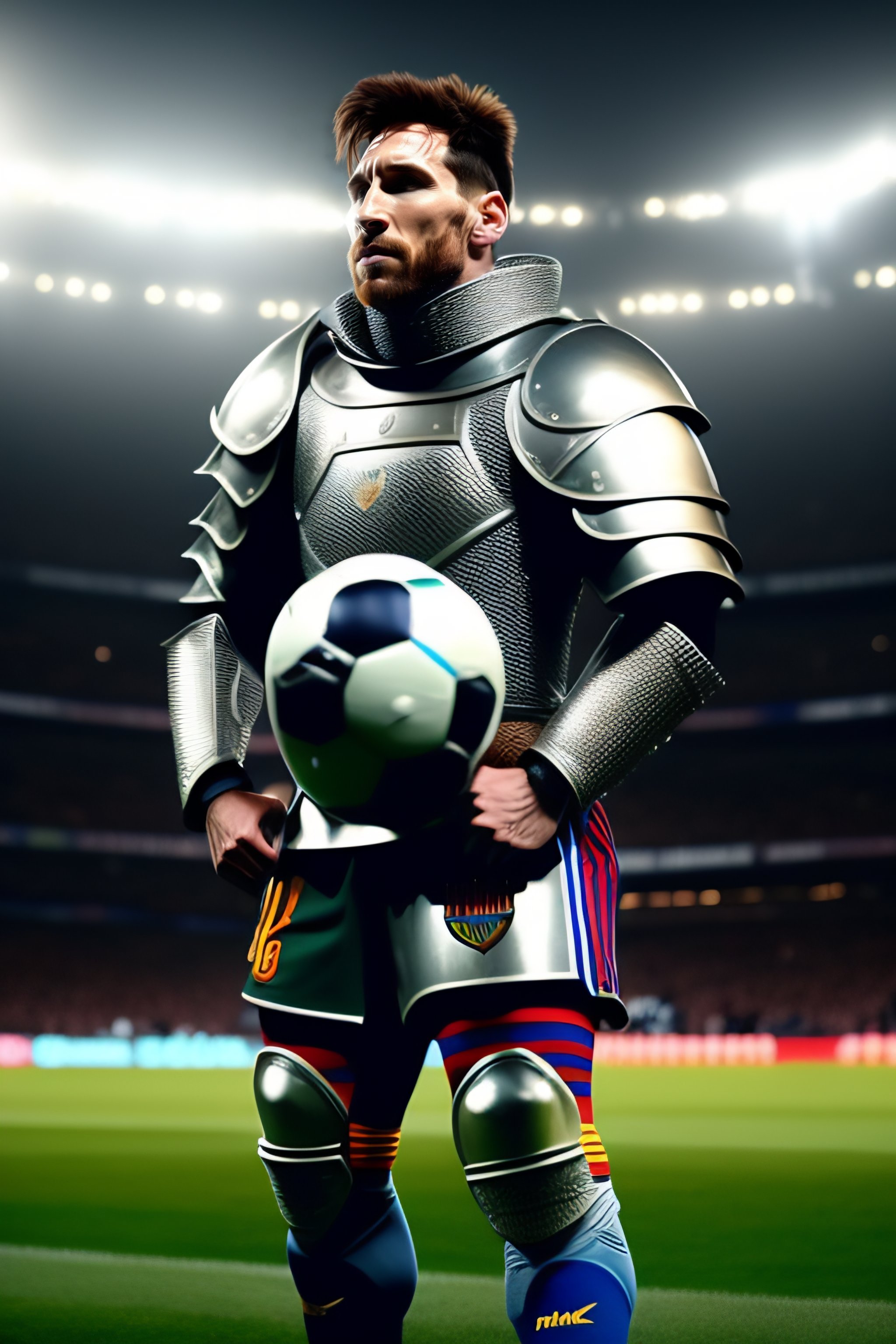 Lexica - Lionel messi wearing a knight armour