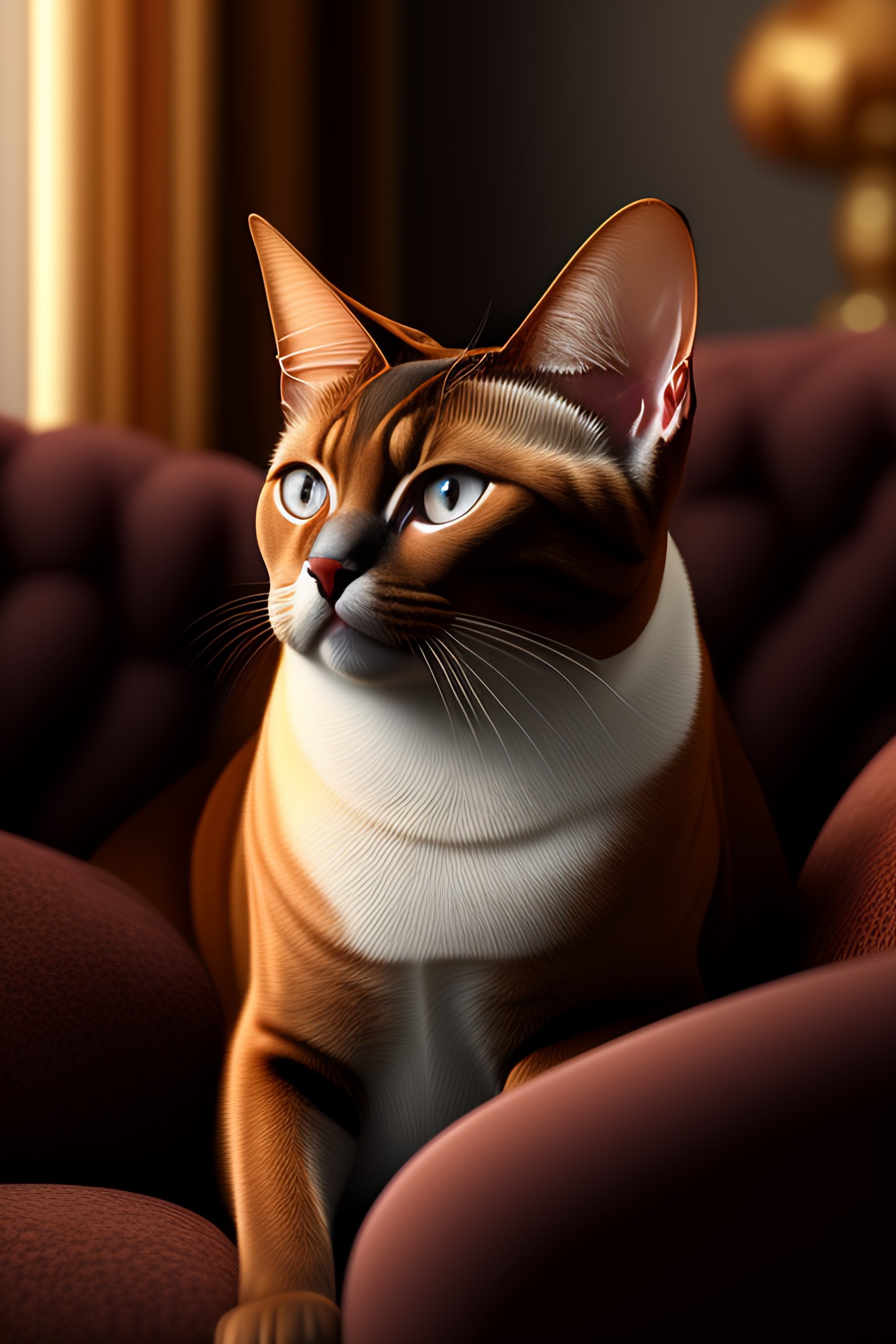 Lexica - A fat and furry, chocolate point color siamese cat, room ...