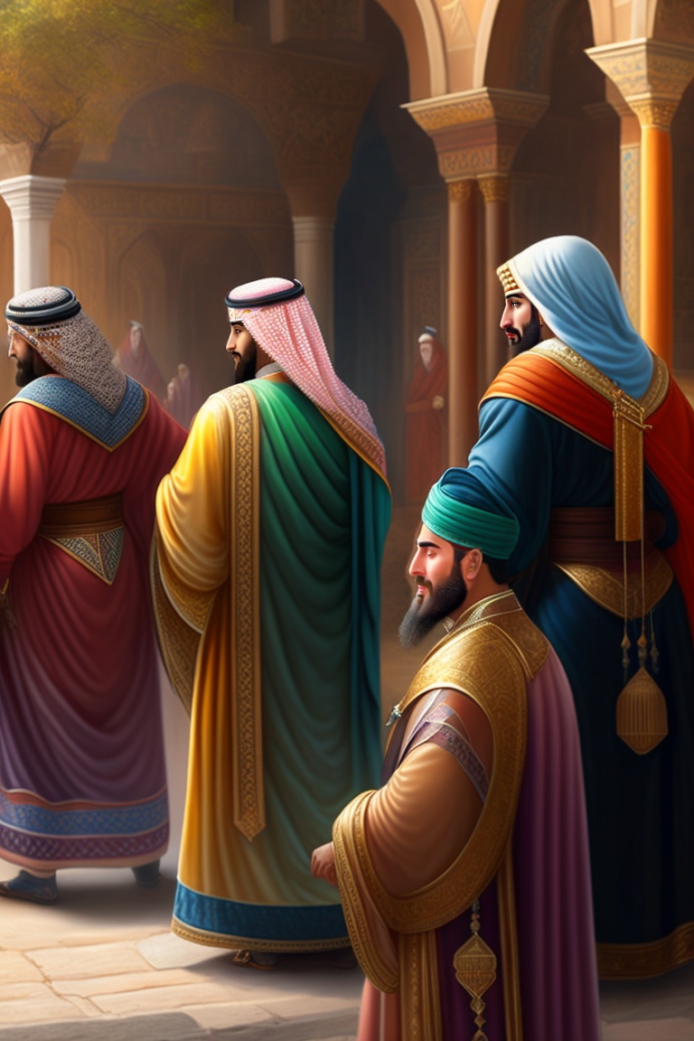 Lexica - An 8th century group of eight Arab philosophers, dressed in ...
