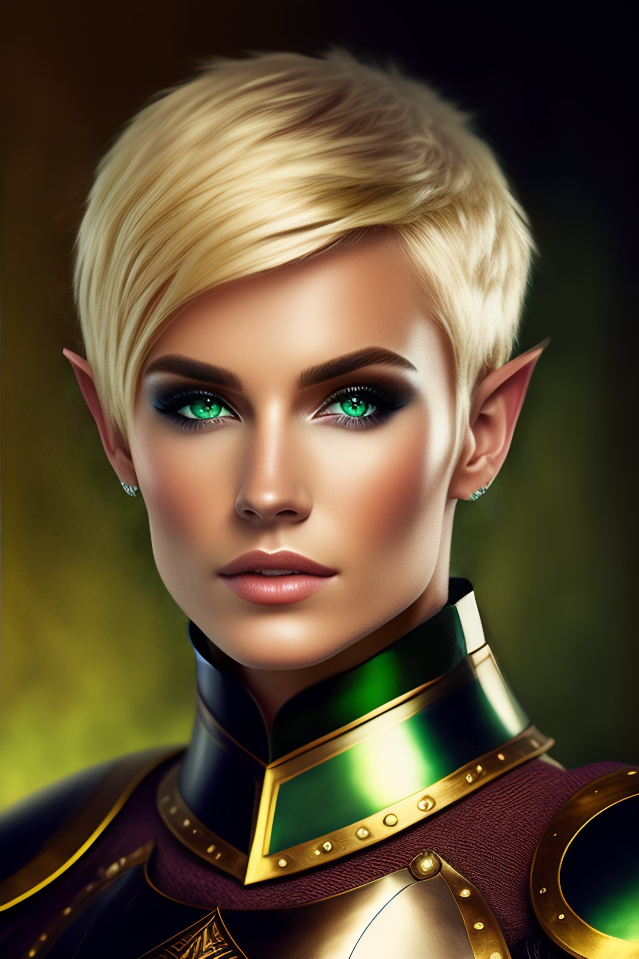Lexica - Young adult female, leather armour, blonde hair, pixie cut ...