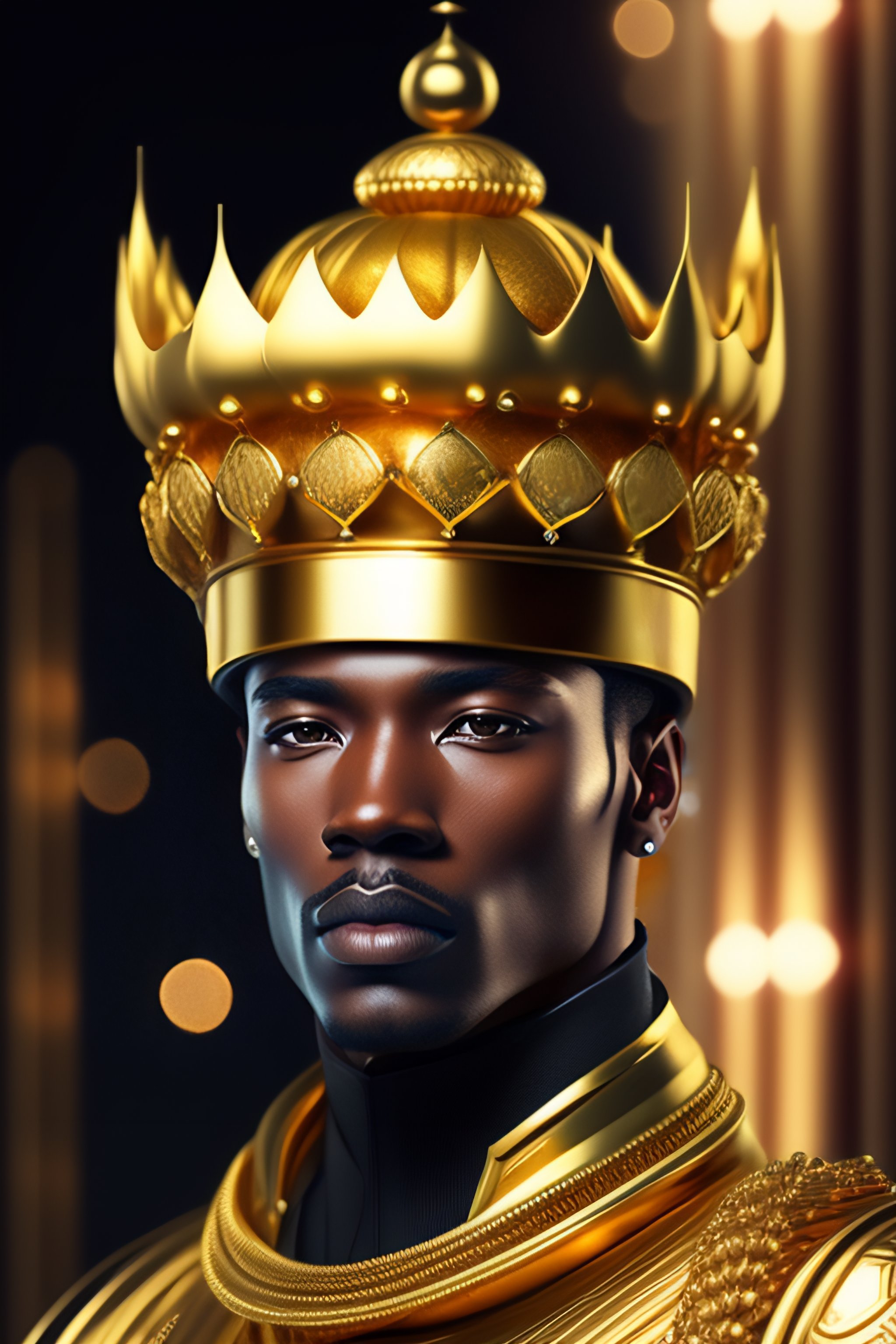 Lexica - Futuristic king in golden crown, modern, smooth, mechanical