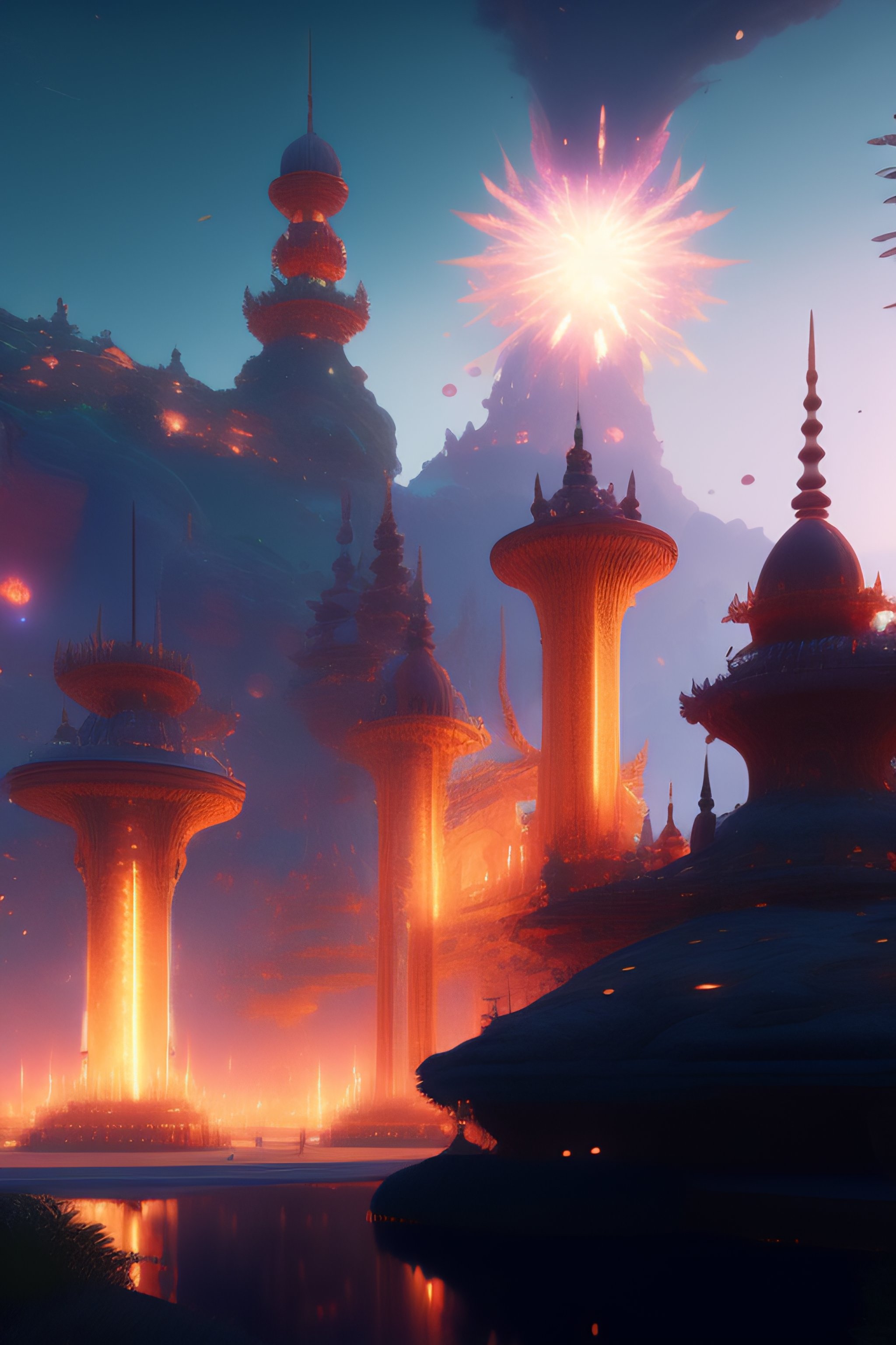 Lexica - Massive magical explosion warlocks, intricate details, hyper ...