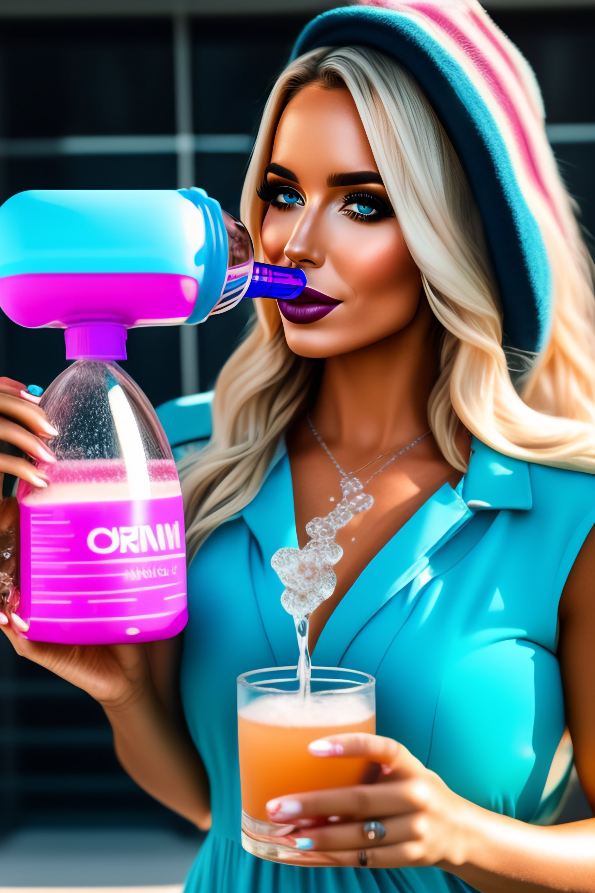 Lexica - Corinna Kopf drinking splash water, full body and high definition