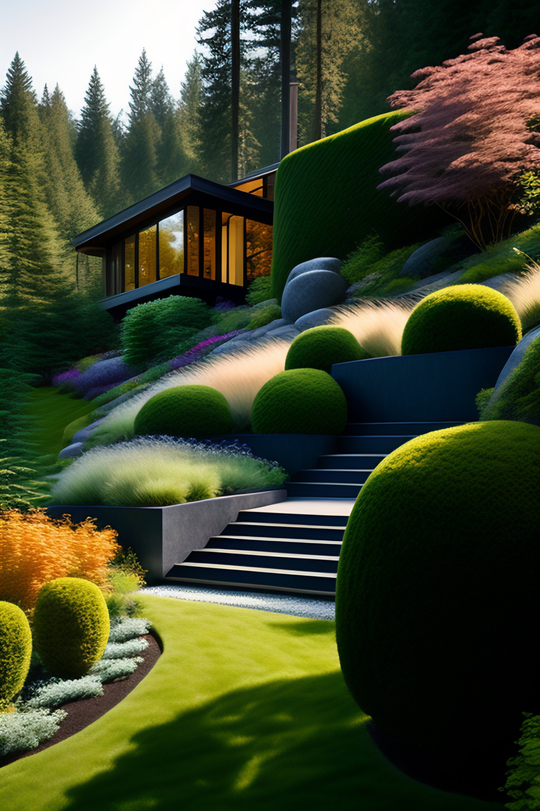 Lexica - Stunning steep hillside pacific northwest landscape design ...