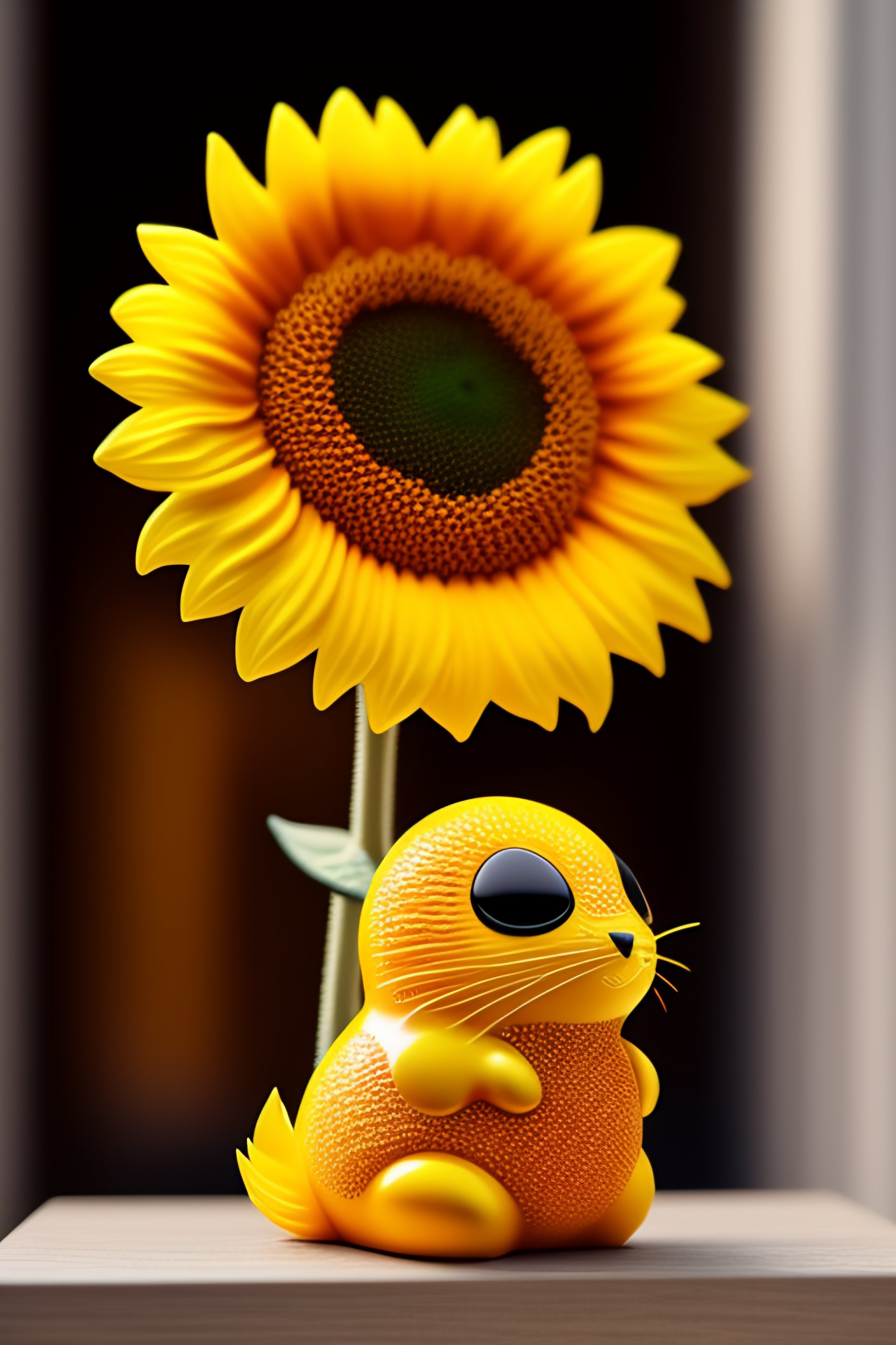 Lexica - Sunflower cute creature, beautiful 3d small Statue design by ...