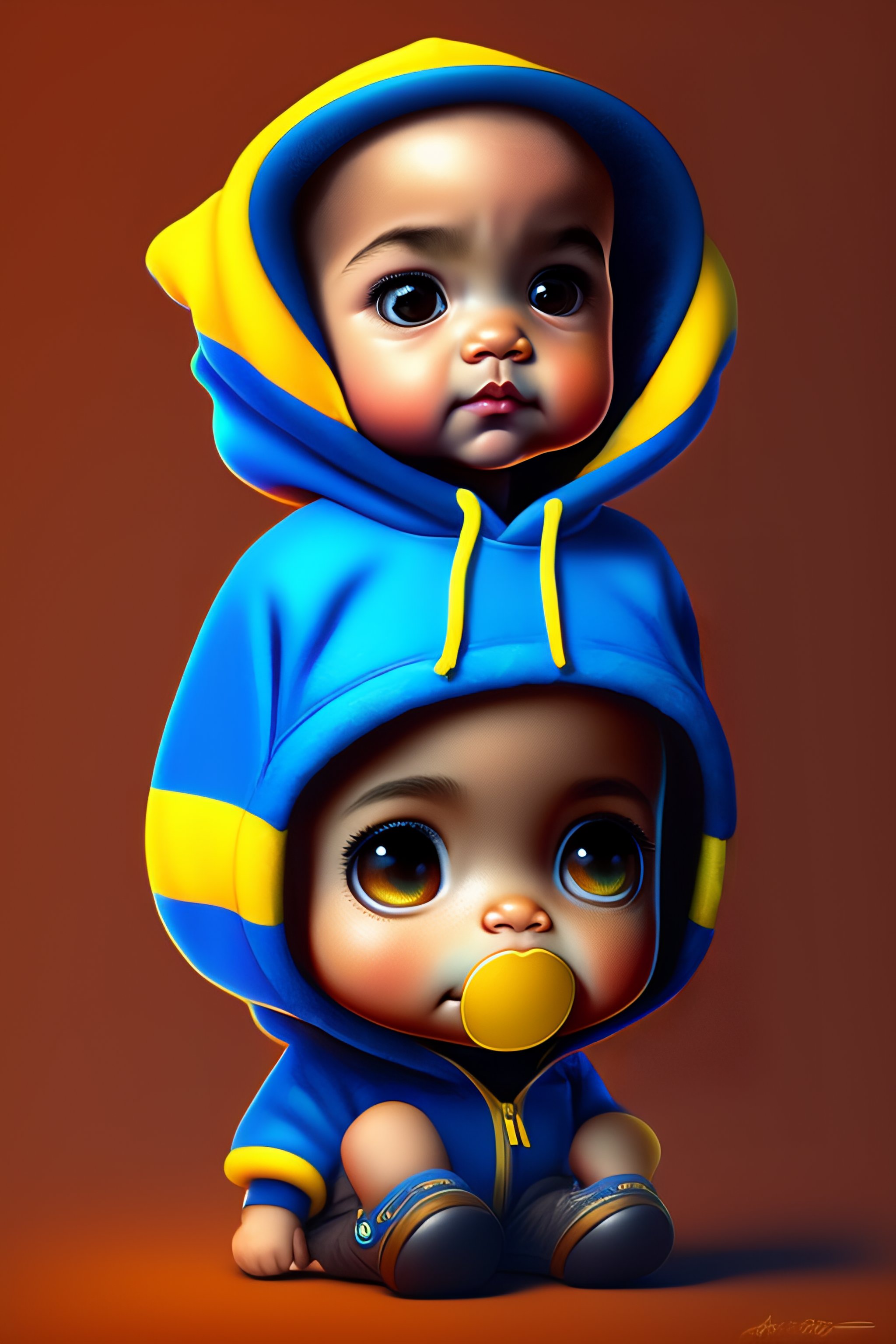 Lexica - Cute adorable cartoon tan bald male baby with brown eyes ...