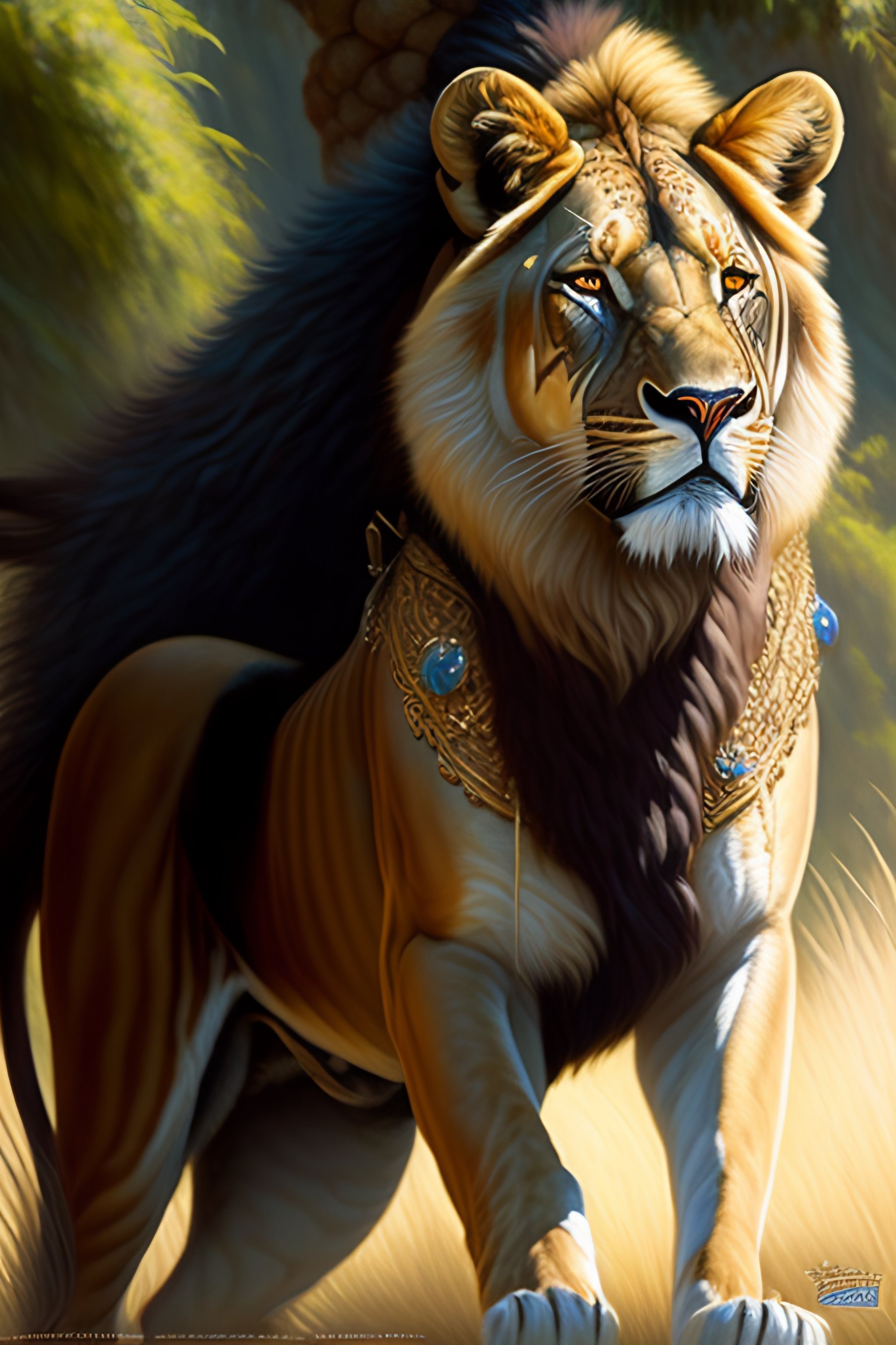 Lexica - Full body shot of an amazon fighting with a lion art by donato ...