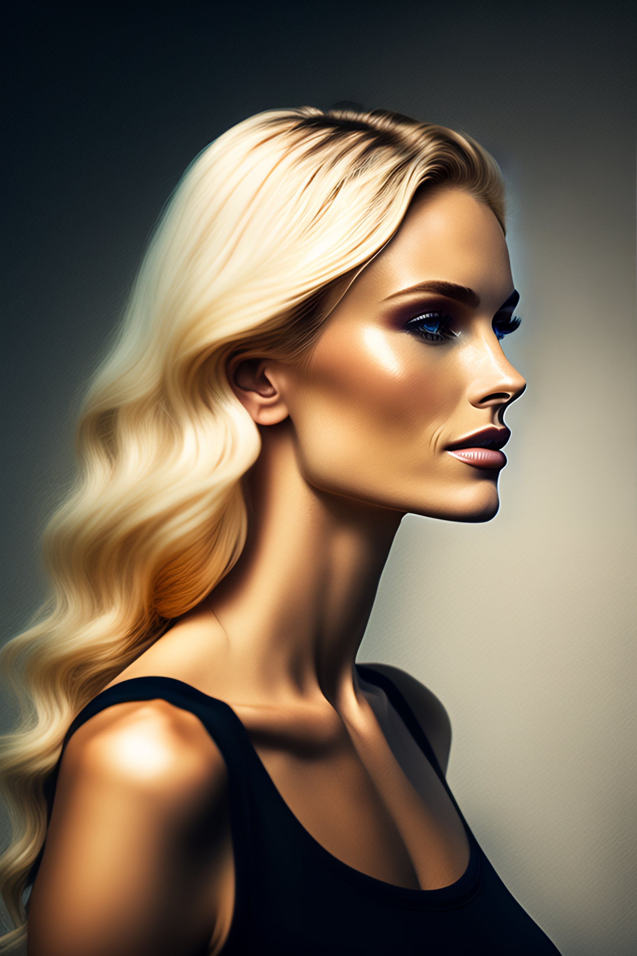 Lexica - Photo of an Profile of an blond woman looking away not too ...