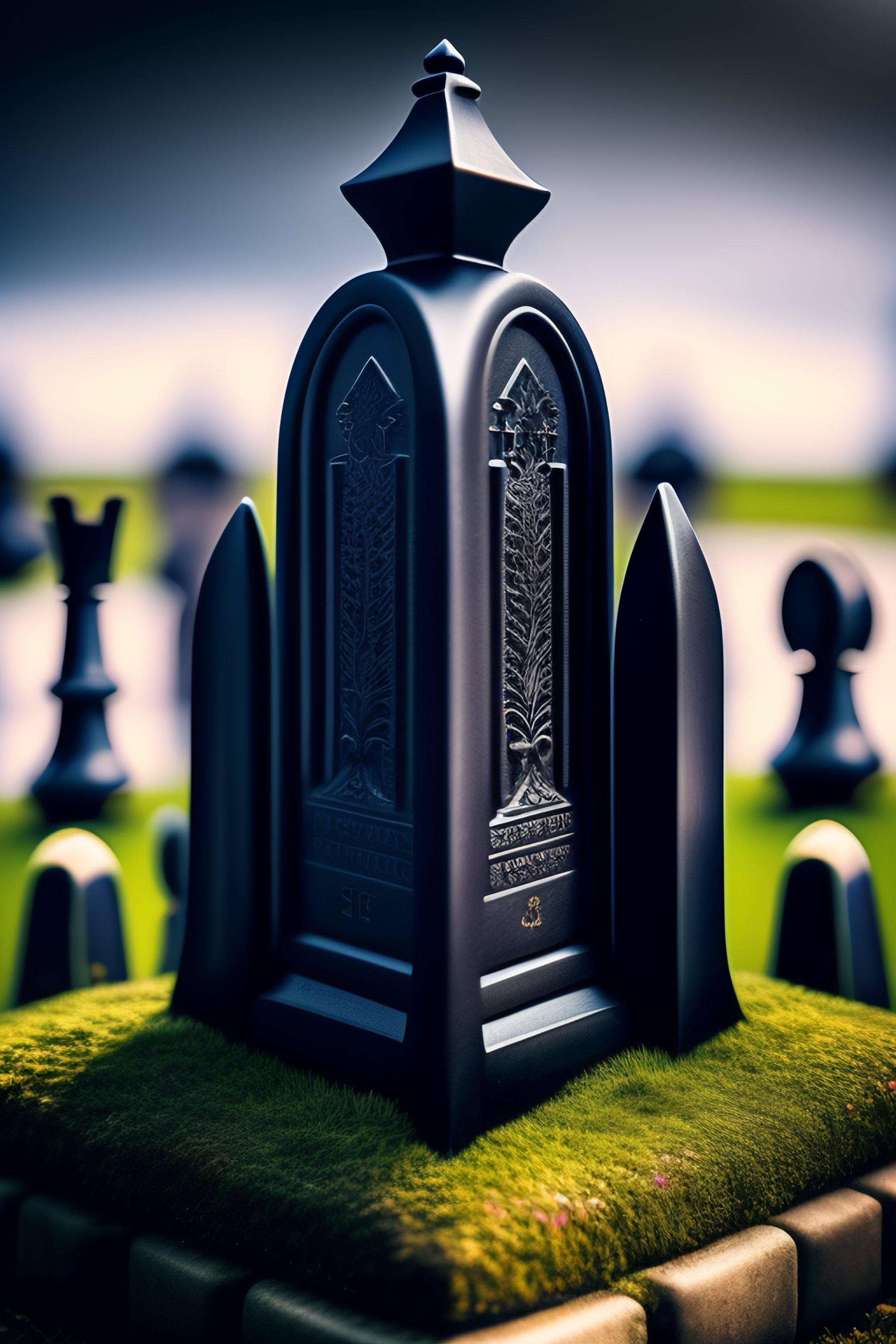 Lexica - A gravestone with a rook, a knight and a queen from the game ...