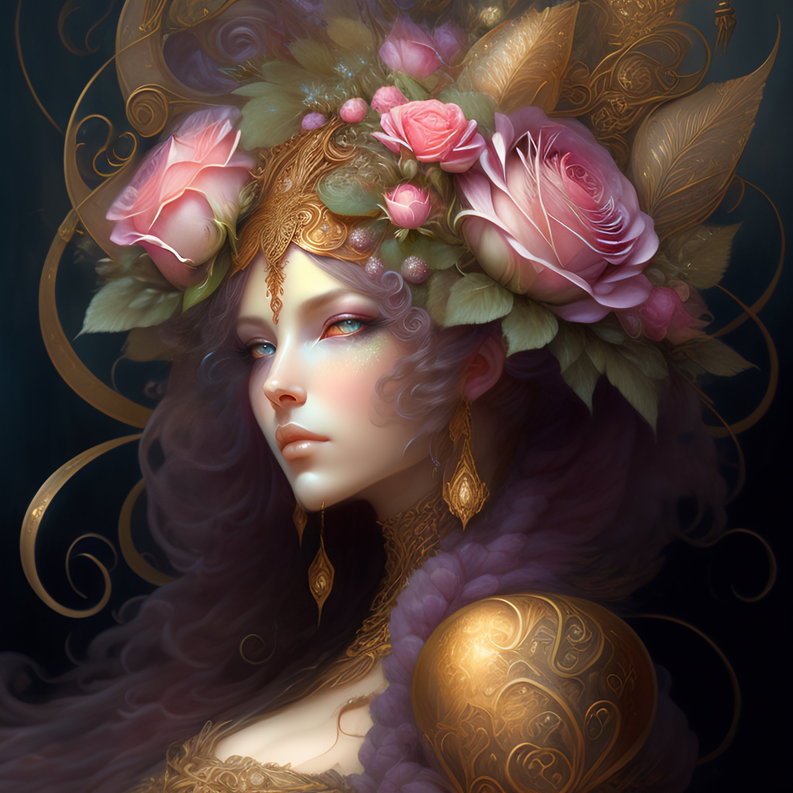 Lexica - Magnificent fantasy stylized rose bouquet , intertwined with ...