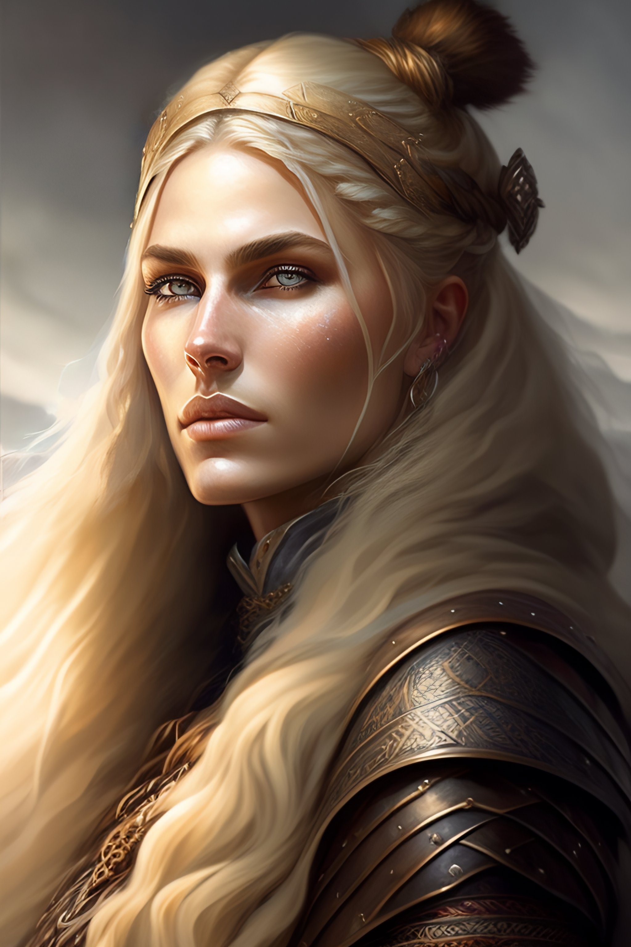 Lexica - Medieval portrait of a viking warrior woman blond hair and ...