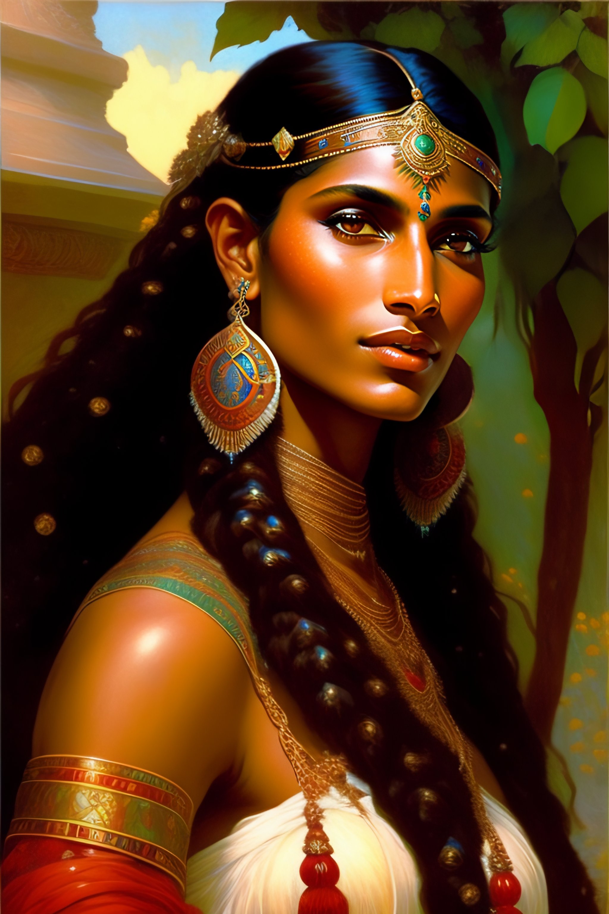 Lexica - A desi woman as an elf with dark brown skin, blue eyes ...