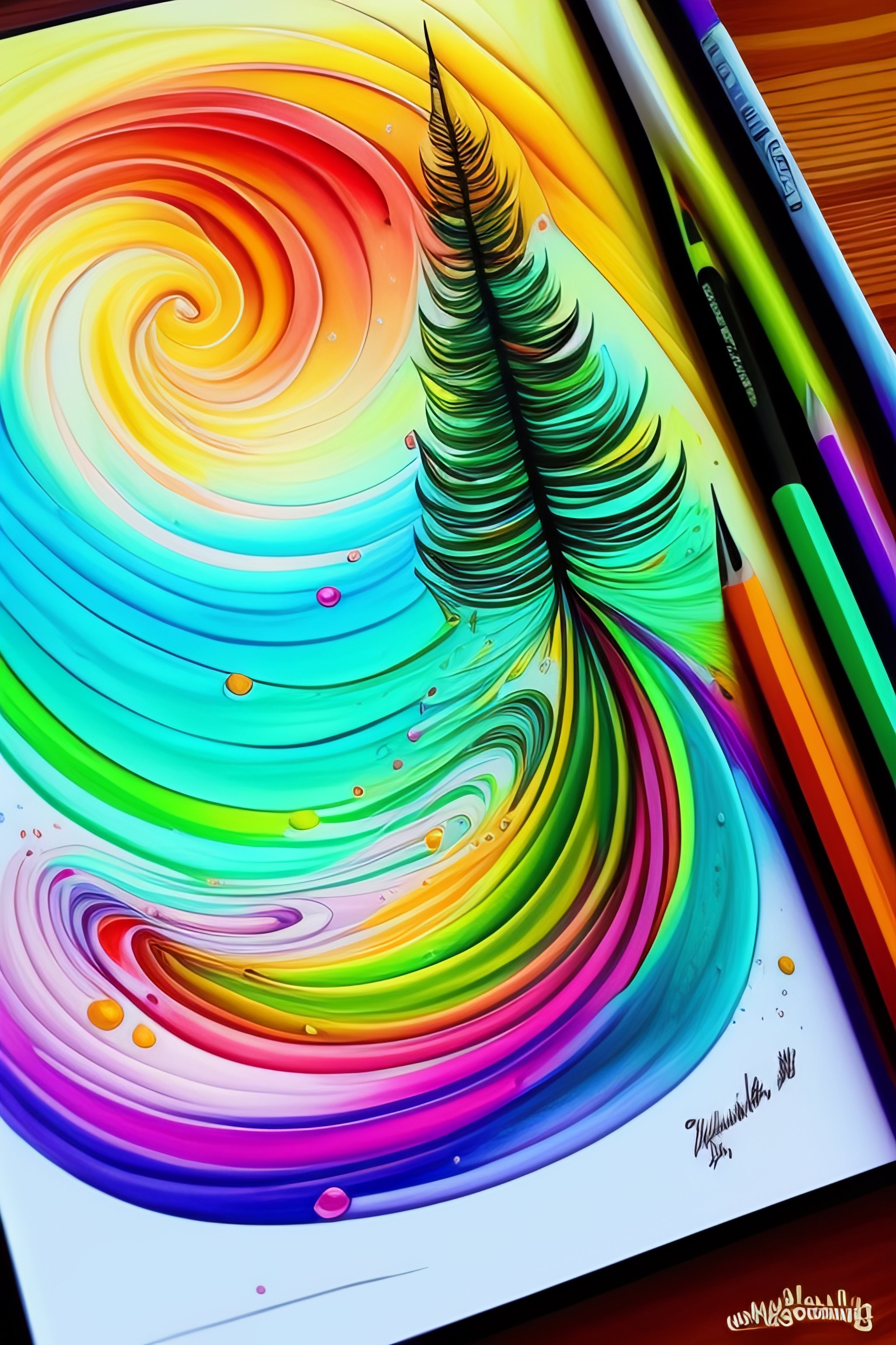 Lexica - Scribble art with pens and pencils next to the paper and ...