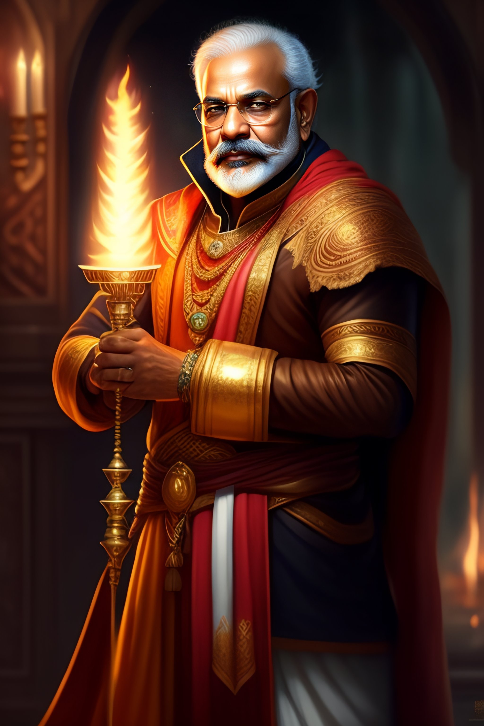 Lexica - Narendra modi as an innkeeper from final fantasy, holding a ...