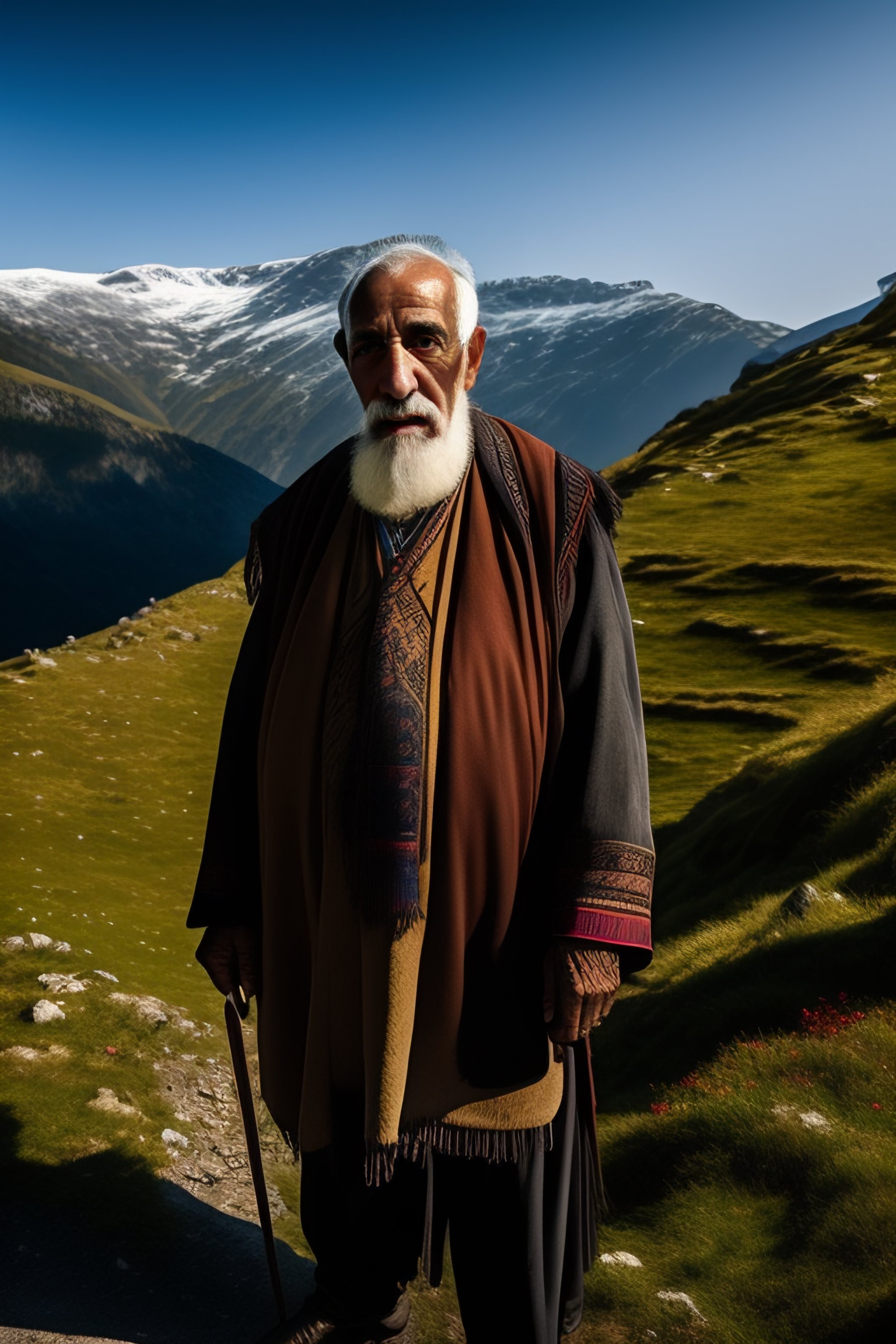 Lexica - Turkish old man shepard in karadeniz mountains, dark details