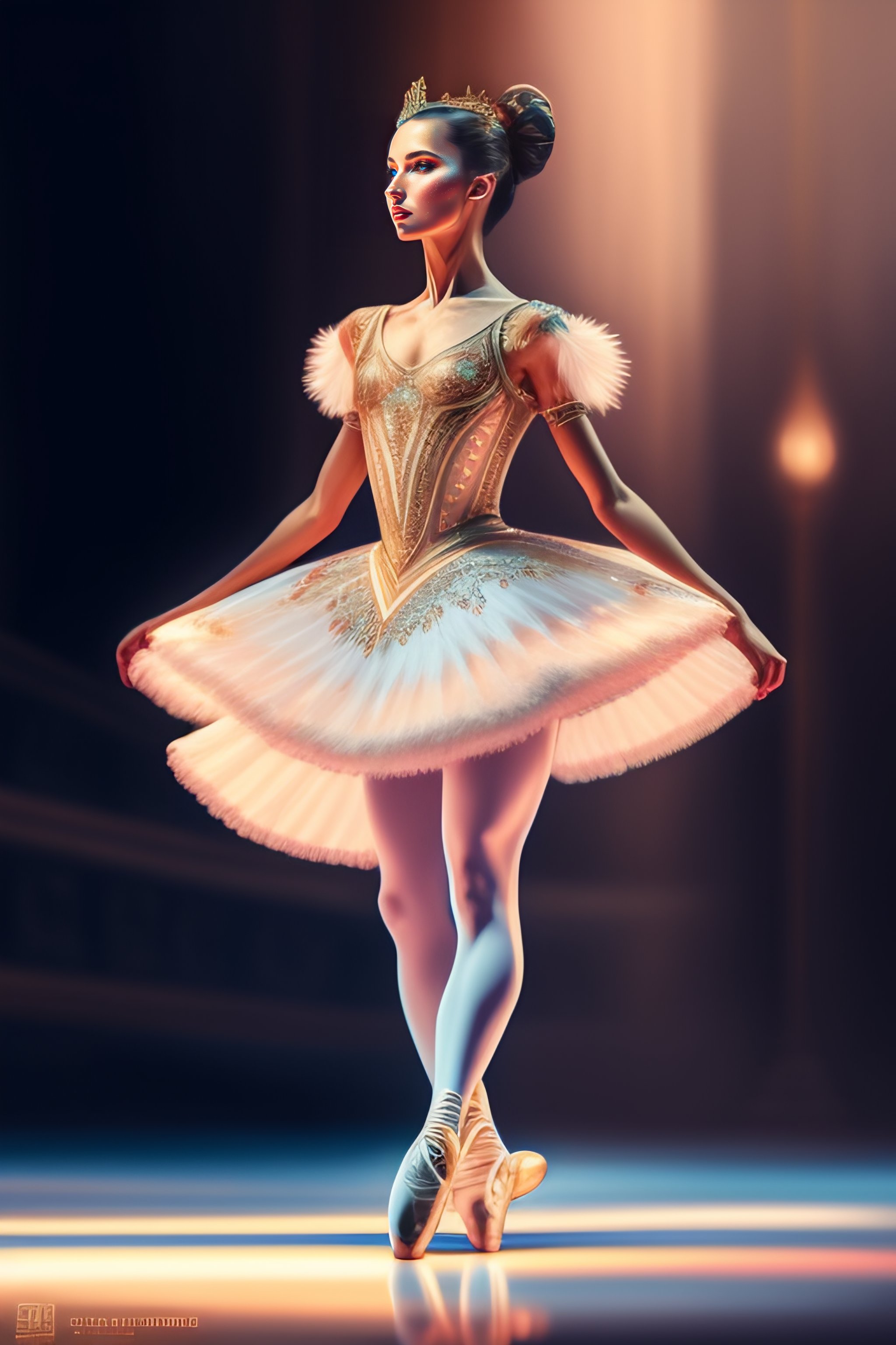 Lexica - Russian ballet dancer woman alone on a big stage, lot of ...