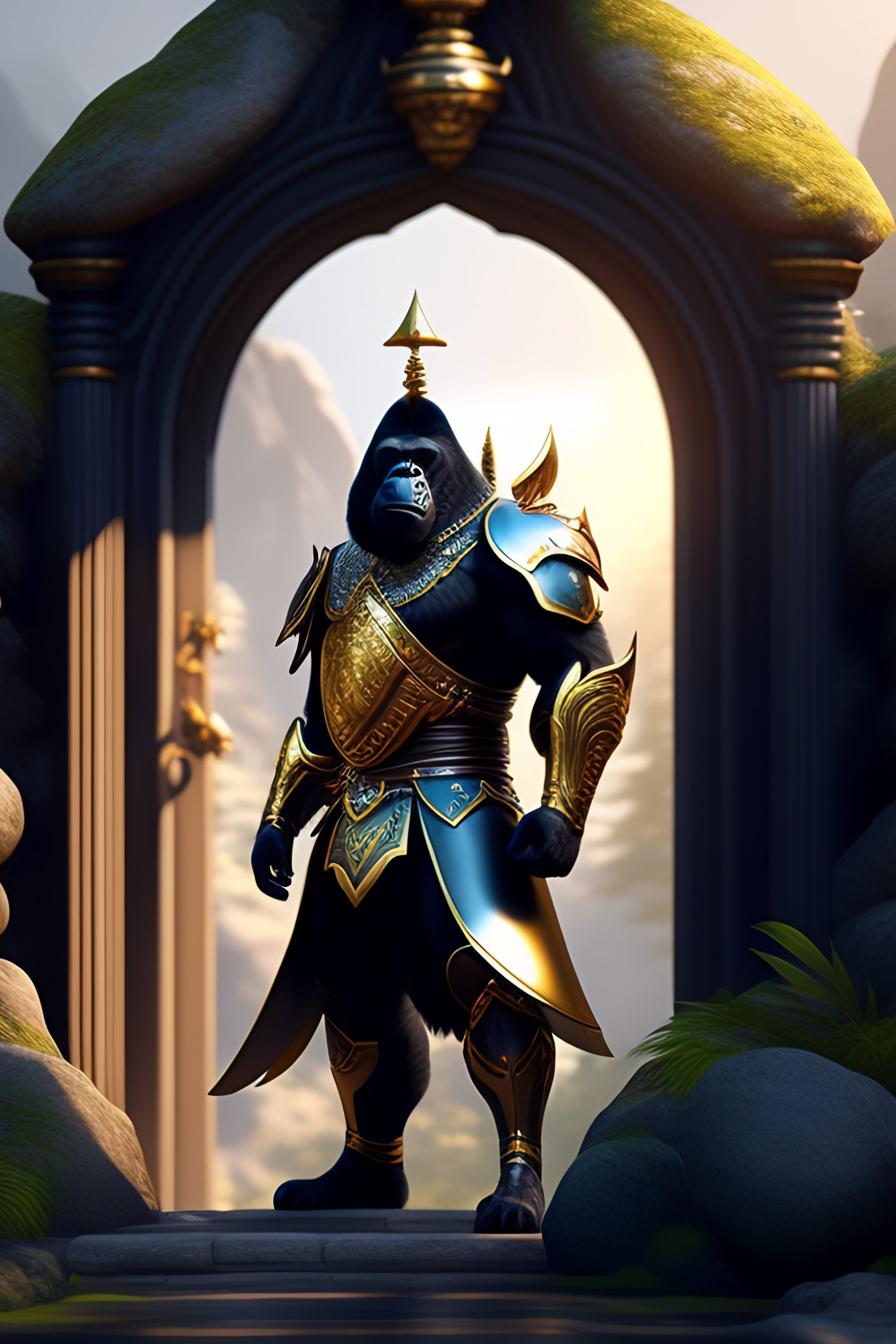 Lexica - A highly detailed matte painting of a Gorilla Samurai in full ...