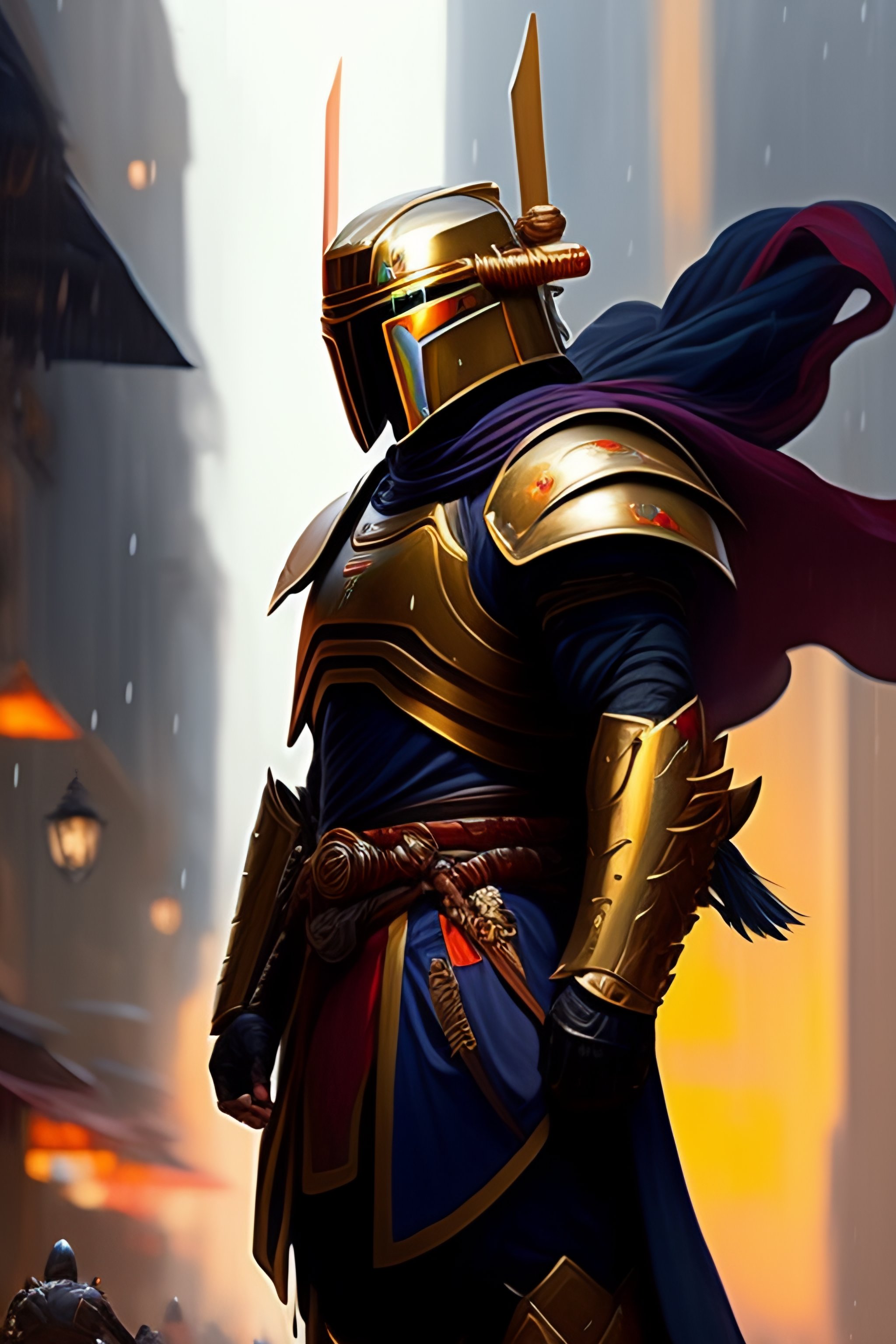 Lexica - Samurai in greg manchess portrait painting of armored bobba ...