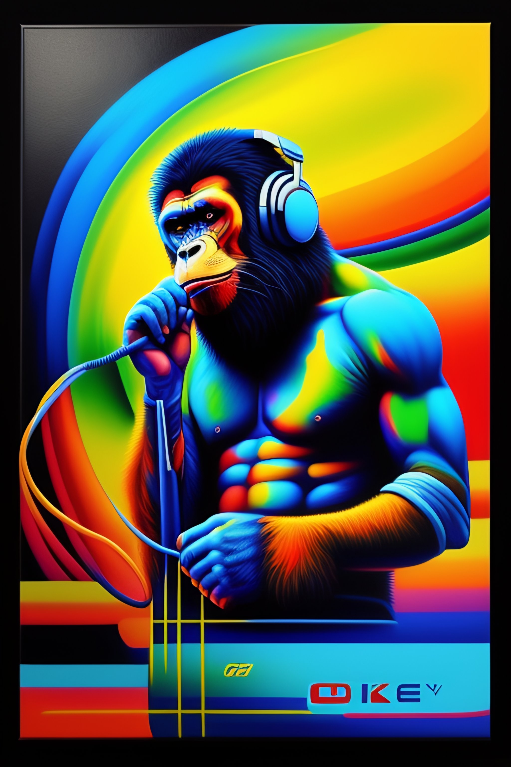 Lexica - Fokenzary Hand Painted Oil Painting on Canvas Pop Art Cool Ape ...