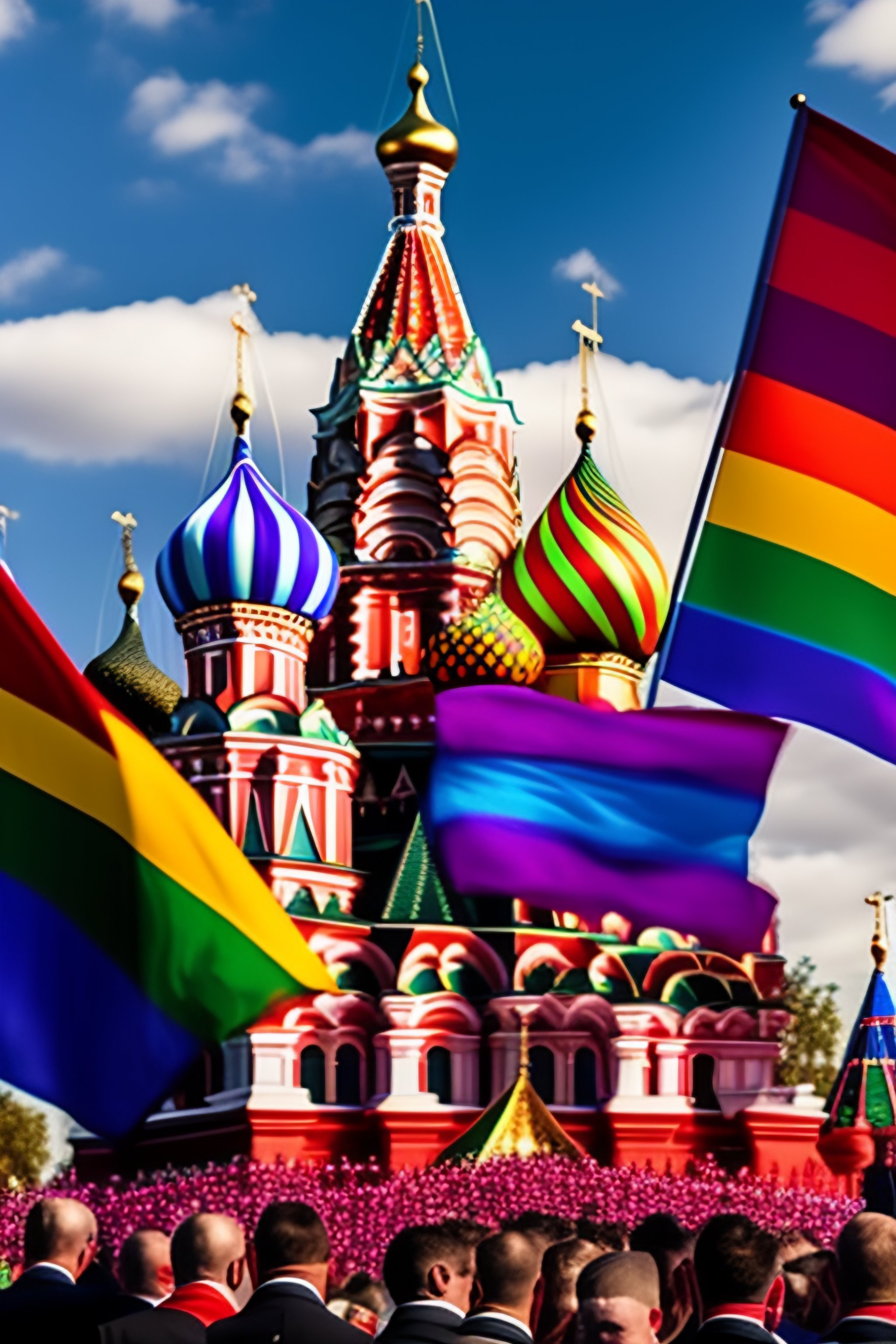 Lexica - Vladimir Putin portrait photo at red square gay pride parade ...