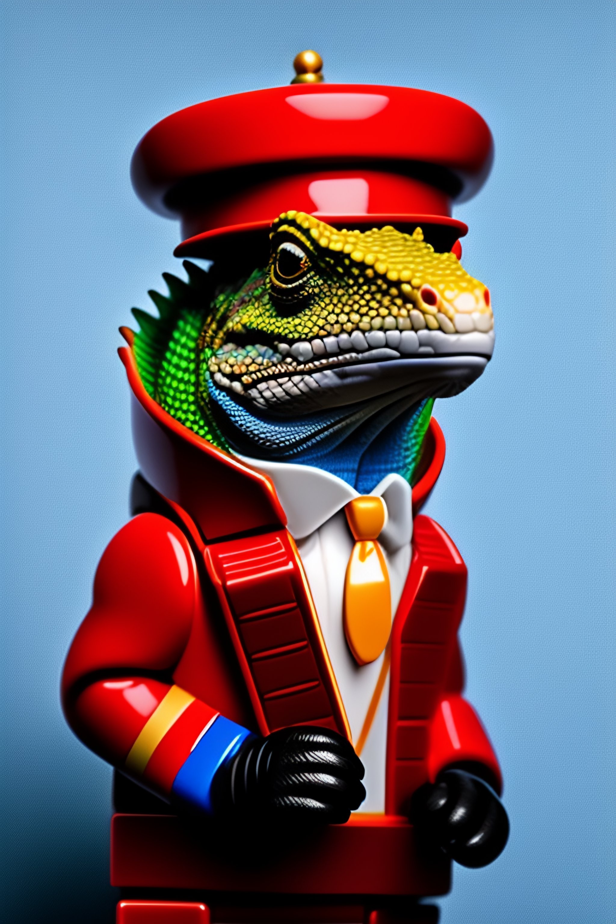 Lexica - A stern-looking lizard dressed as a librarian built in legos