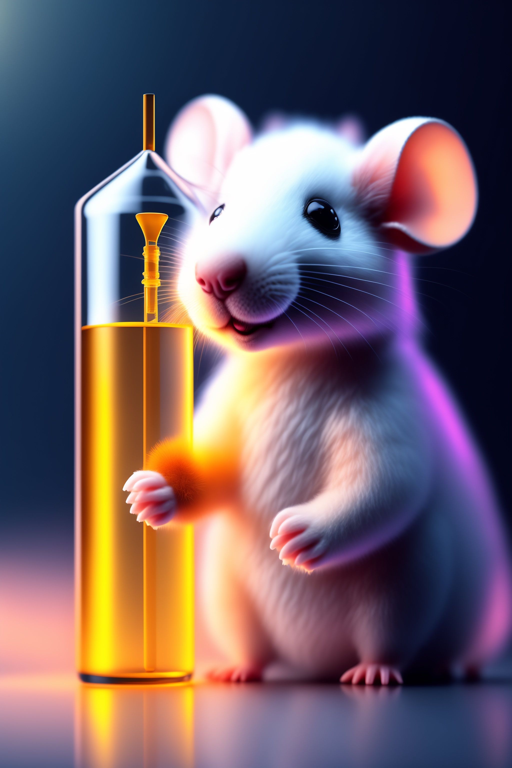 Lexica - A 3d render of a cute fuzzy pet rat dressed in a white lab ...