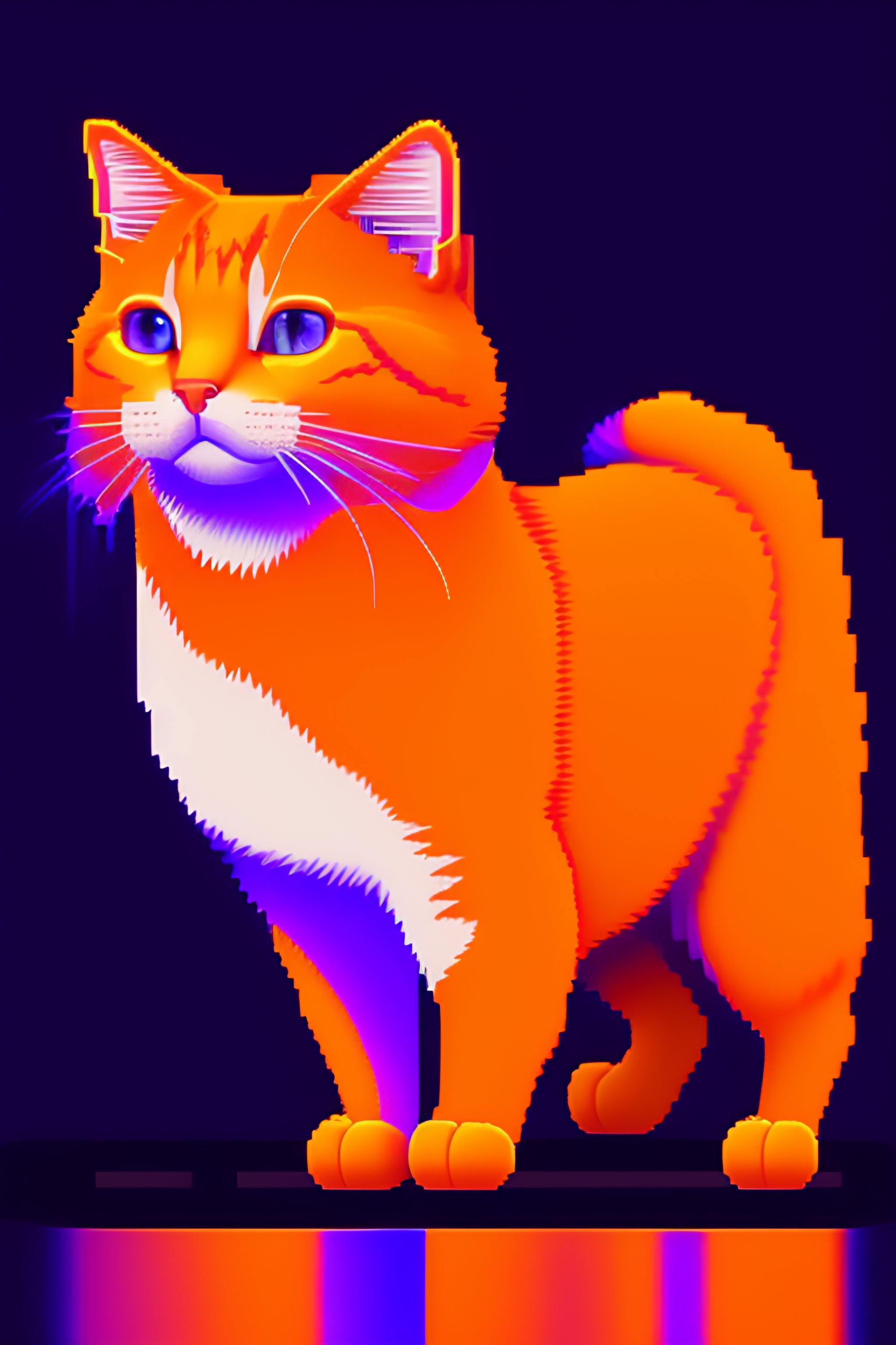 Lexica - A 2d 16-bit pixel orange cat with purple stripes on its arms ...