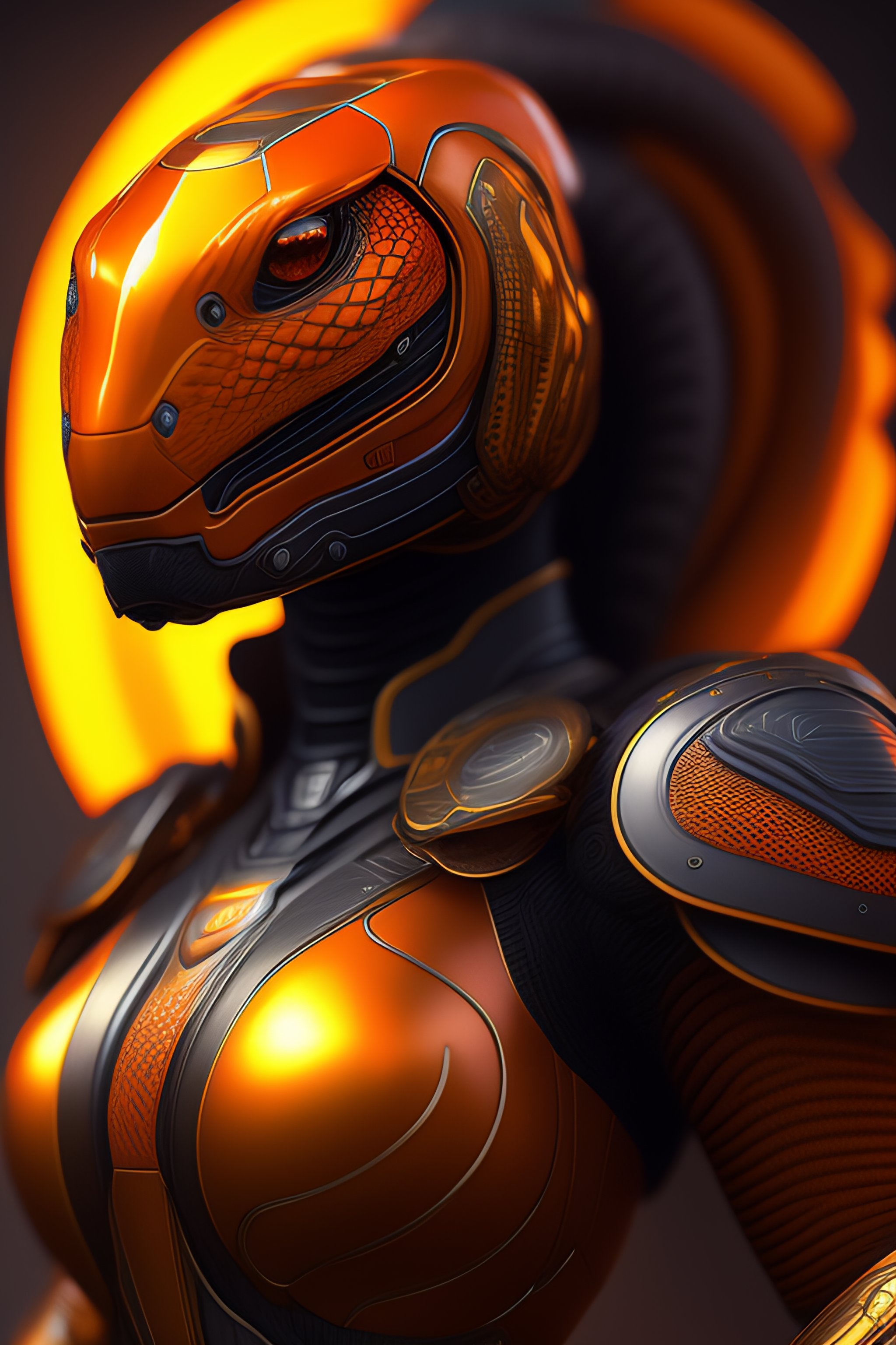 Lexica - Portrait of a cybernetic orange snake a spiritual full body ...