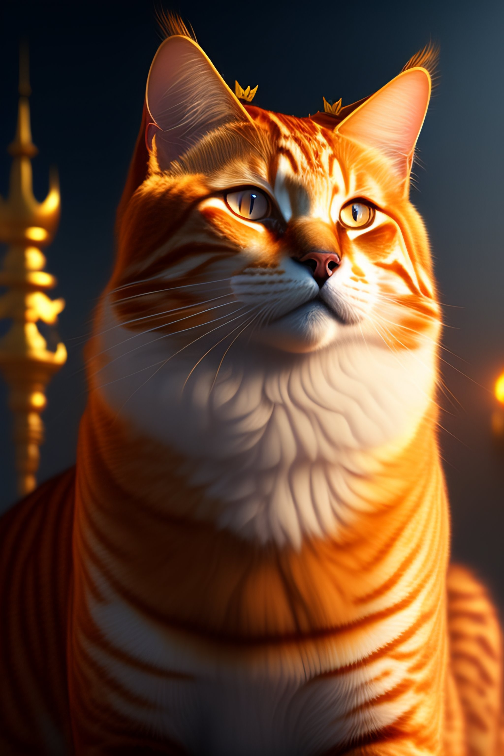 Lexica - Colossal fluffy orange royal king tabby cat wearing a golden ...