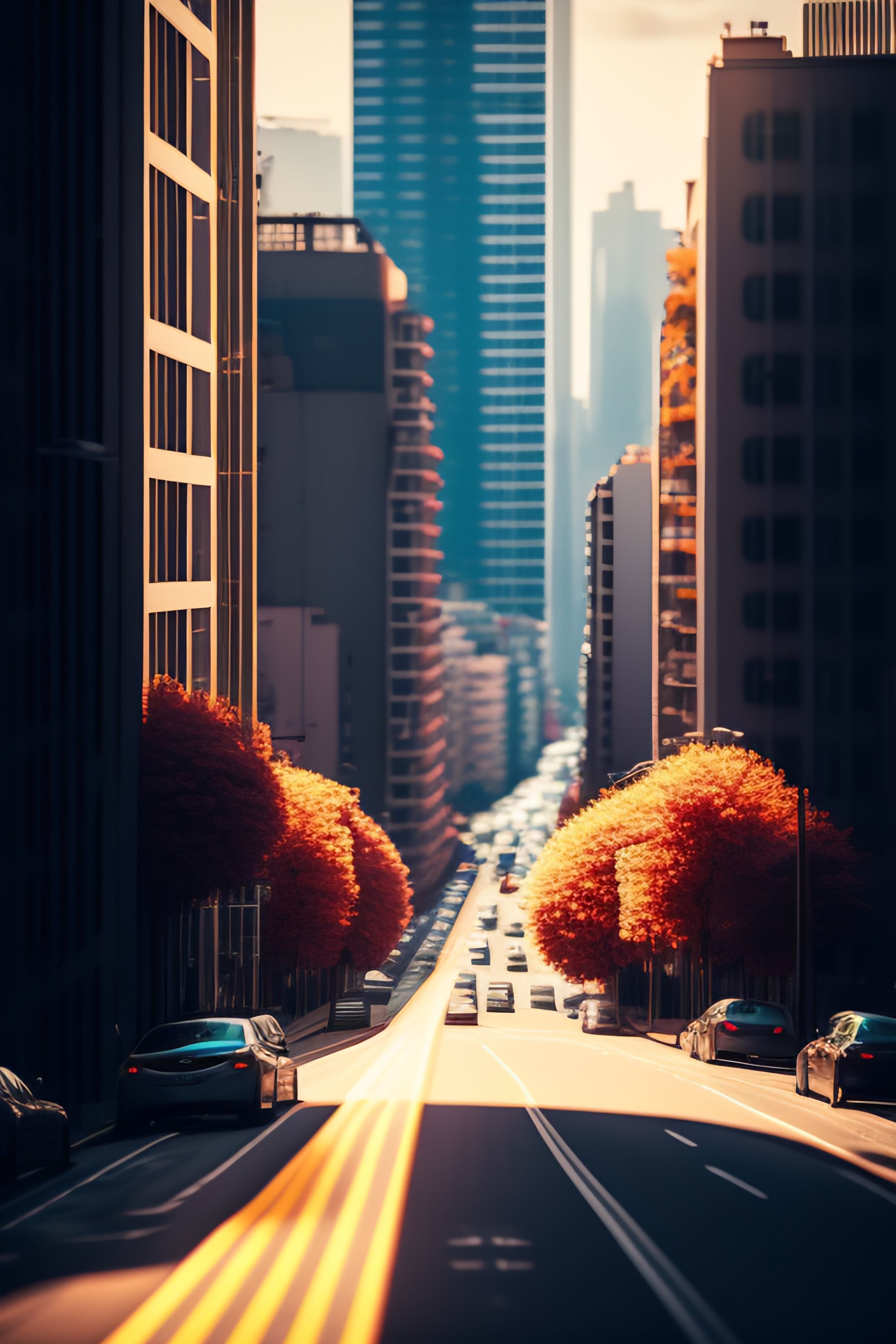 Lexica - A quiet city street looked out upon from the window of an ...