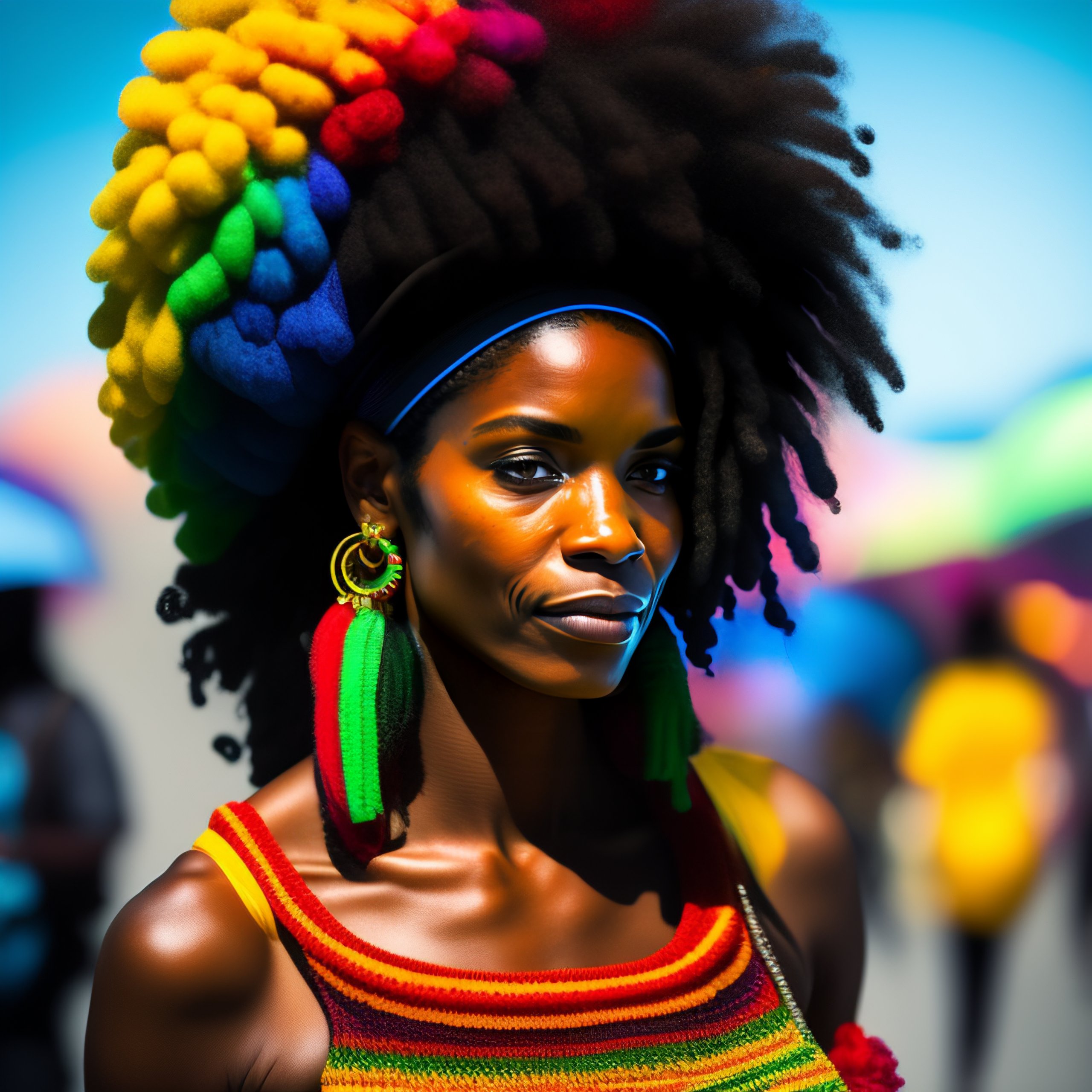 Lexica - Black rasta woman woman walking away with her hand held up to ...