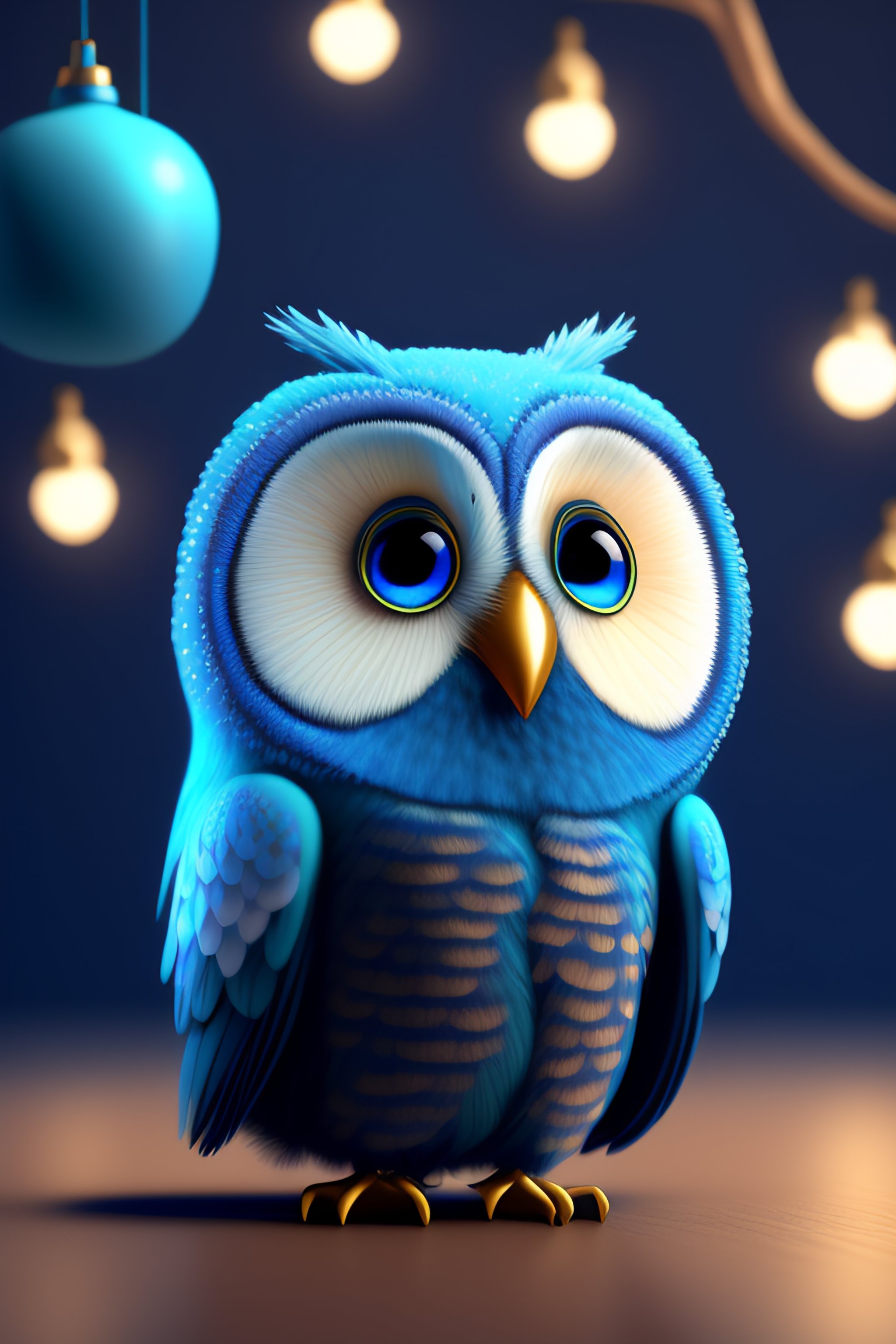 Lexica - Cute small blue owl flying unreal engine, cozy indoor lighting ...