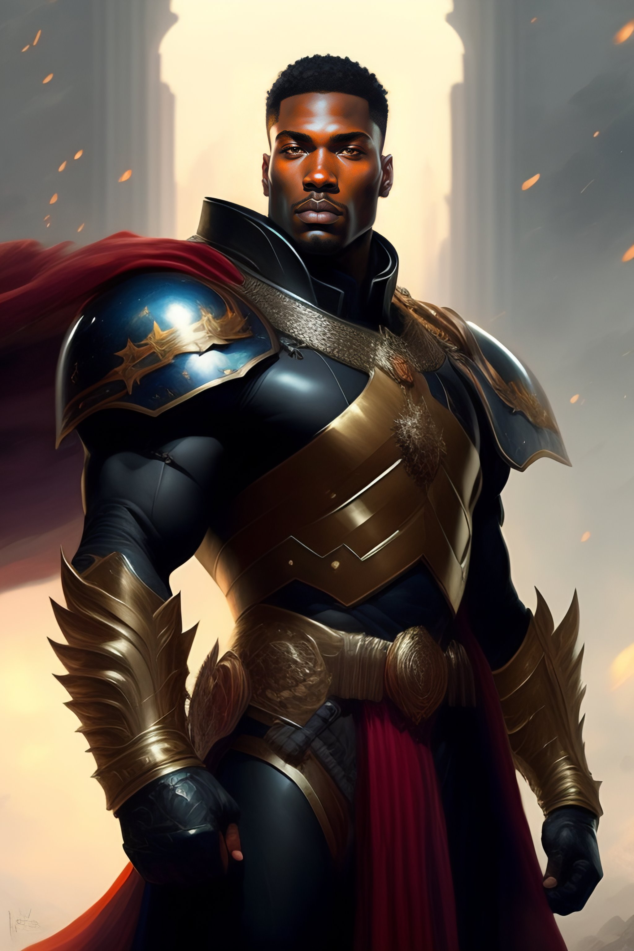 Lexica - Portrait of a warhammer black superman, epic, tragic, military ...