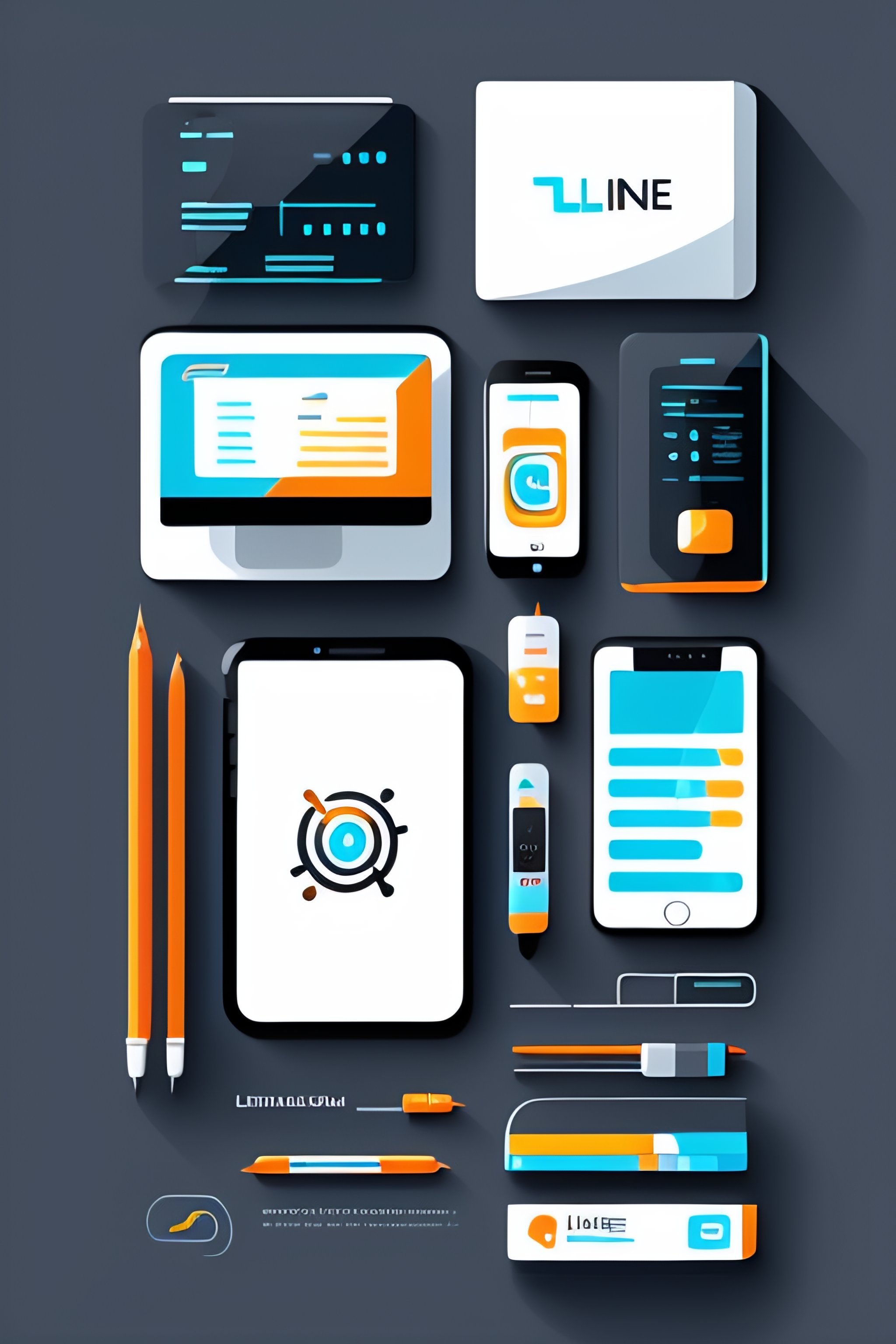 Lexica - Tech Startup, line art, logo style, flat, vector artwork,